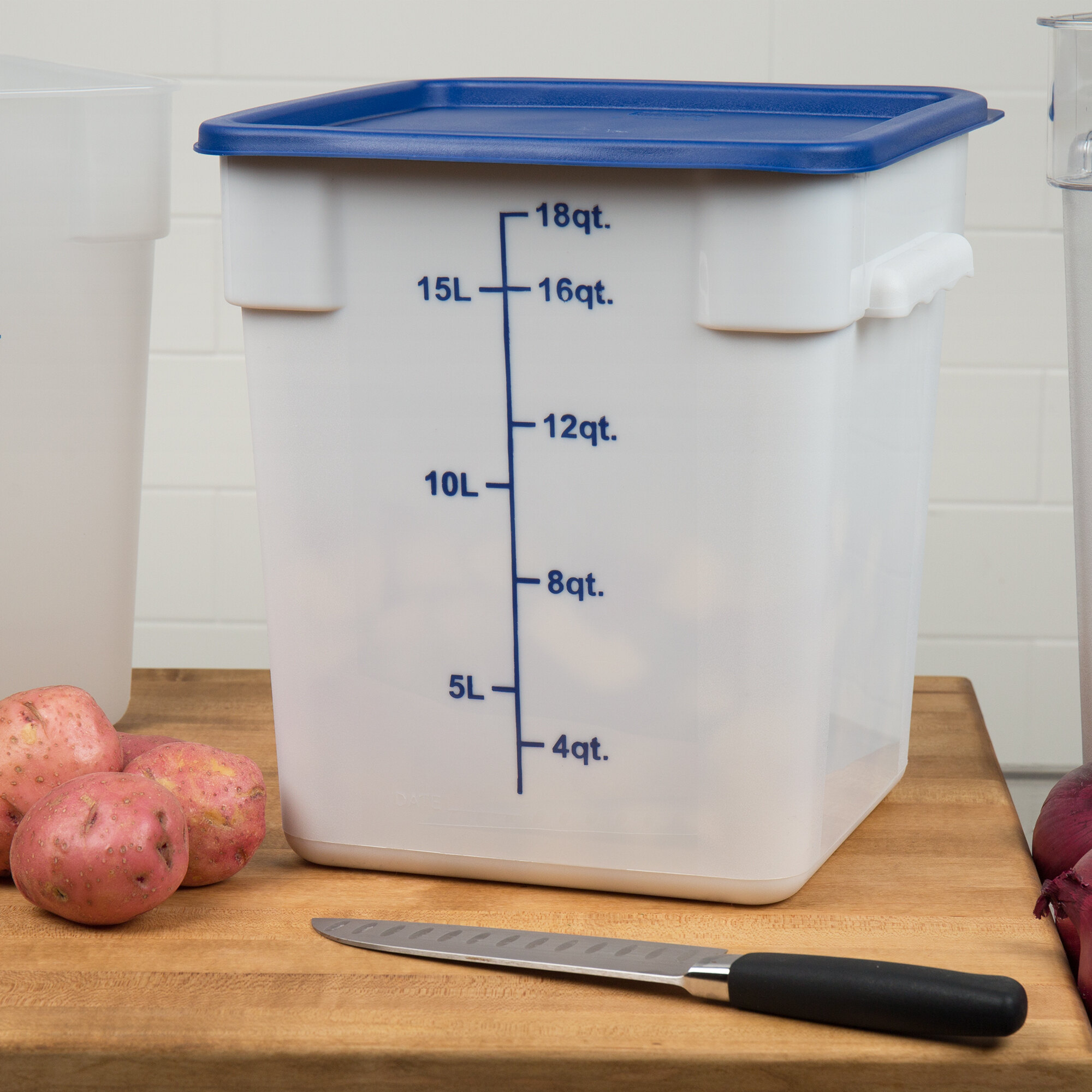 Choice 18 Qt. White Square Polypropylene Food Storage Container with ...