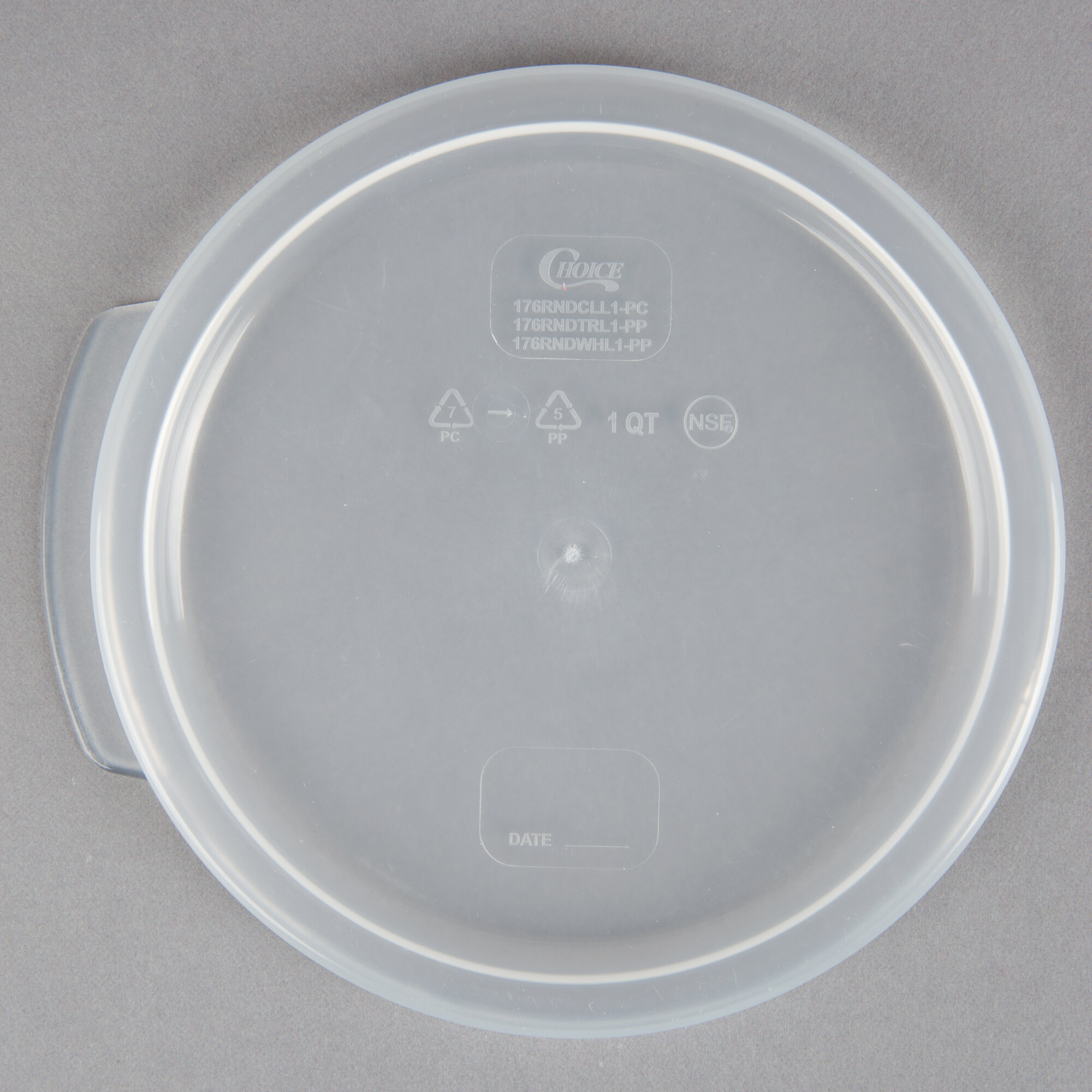 Choice 1 Qt. Translucent Round Polypropylene Food Storage Container Lid