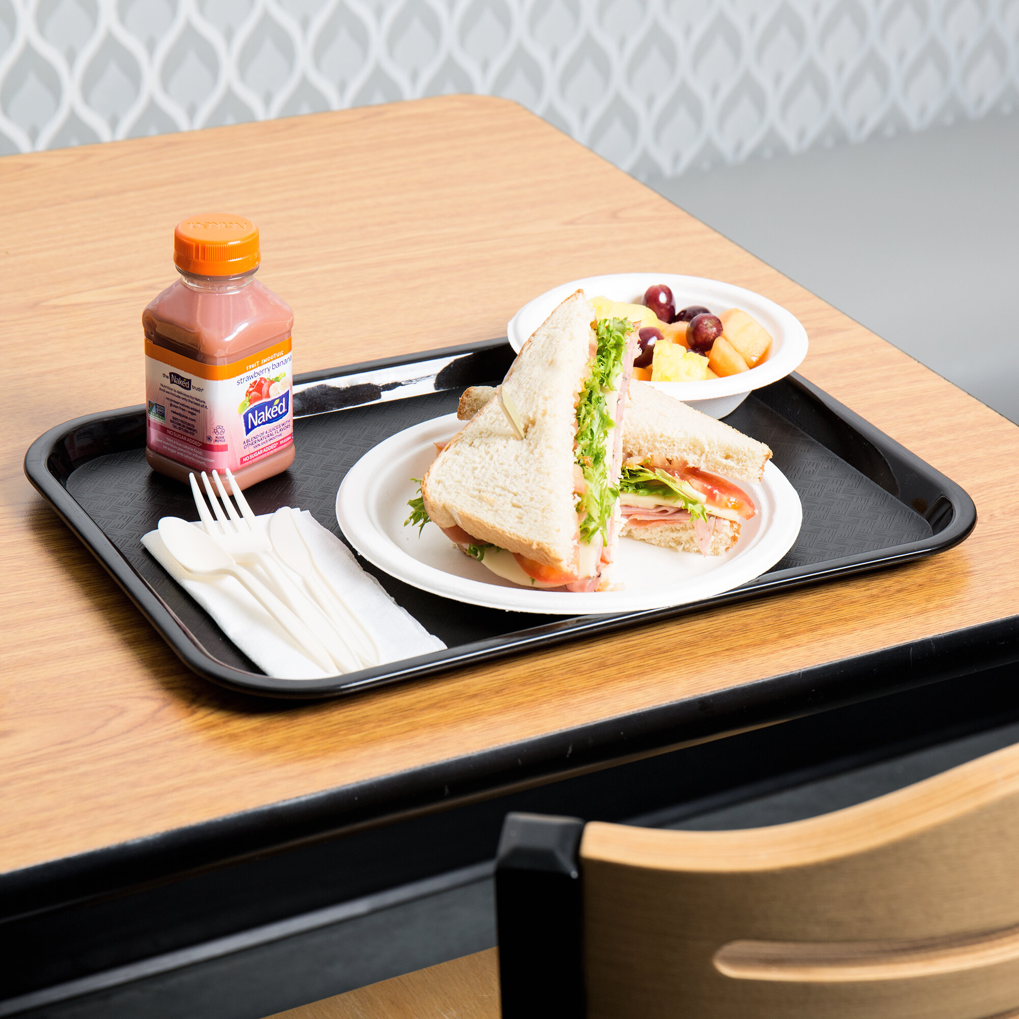 Choice 12" x 16" Black Plastic Fast Food Tray