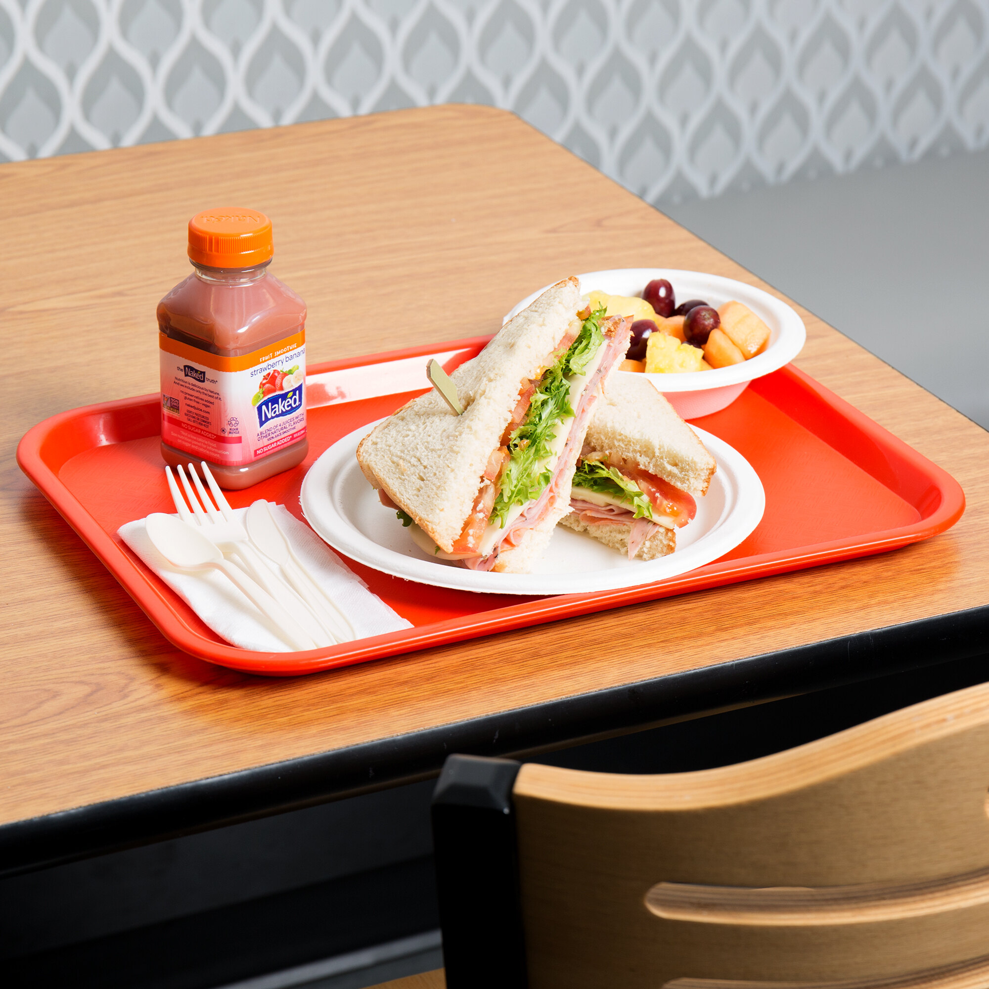 Choice 12" x 16" Orange Plastic Fast Food Tray