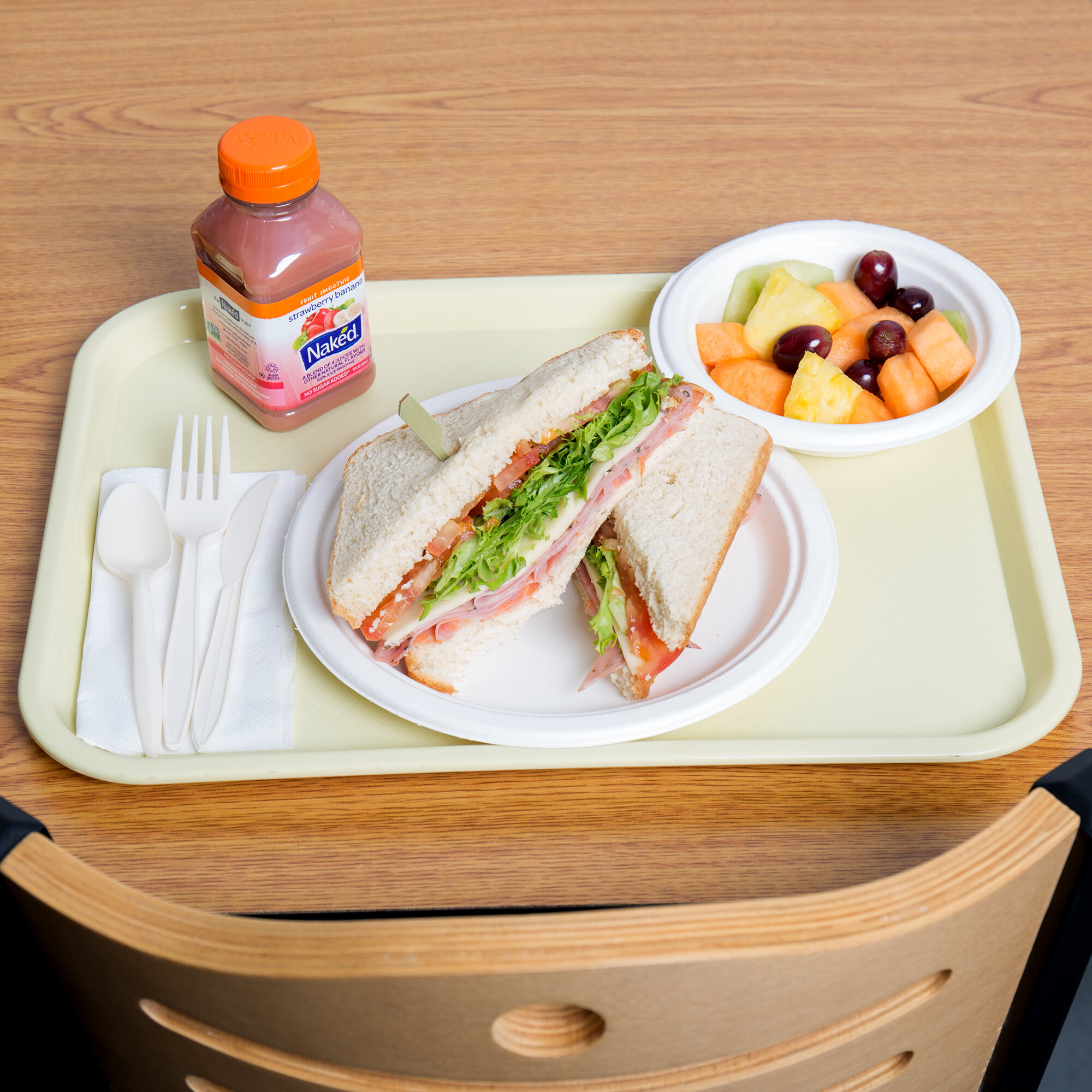 Choice 12" x 16" Beige Plastic Fast Food Tray - 12/Pack