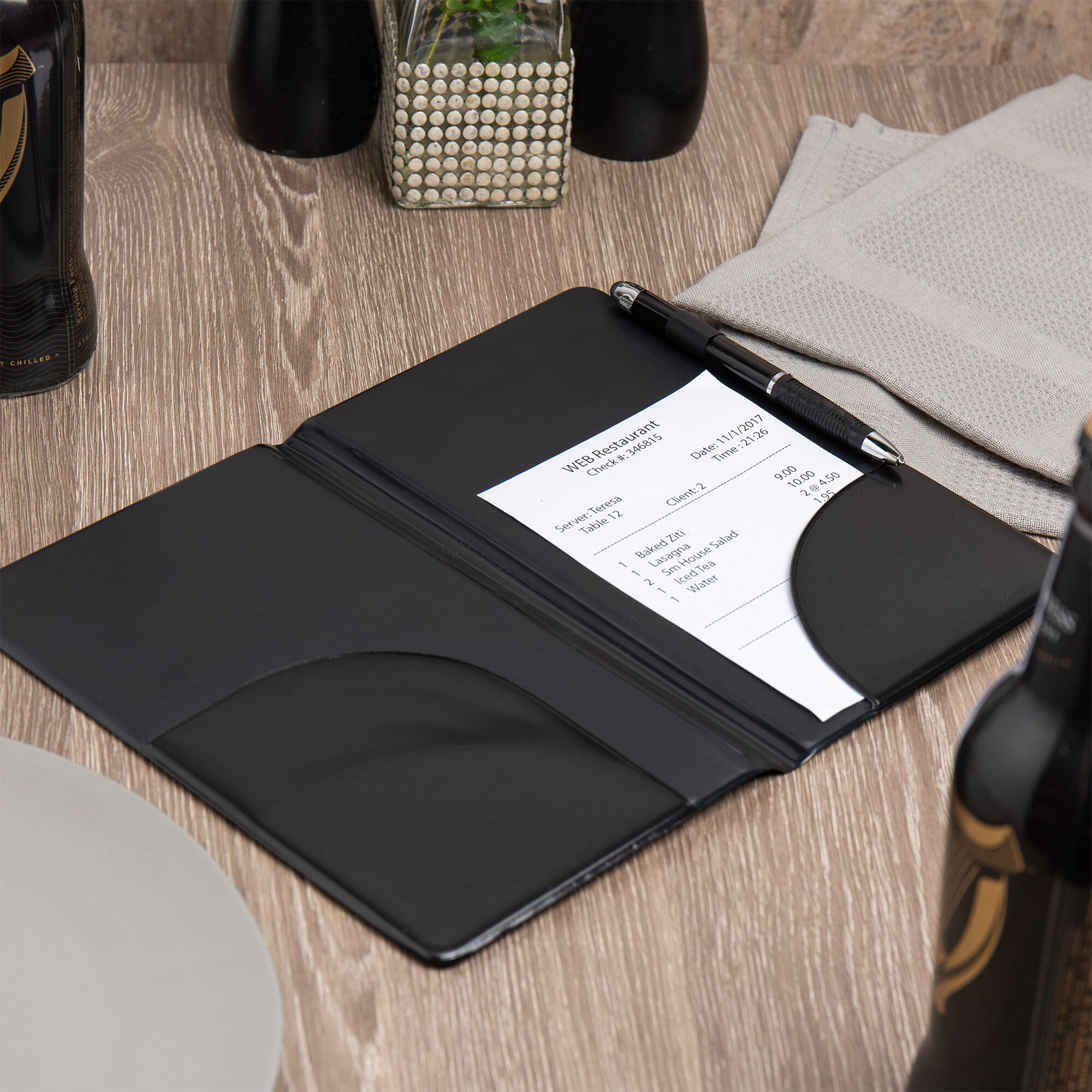 H. Risch, Inc. WPH DX 5" x 9" Black Vinyl Deluxe Server Book with ...