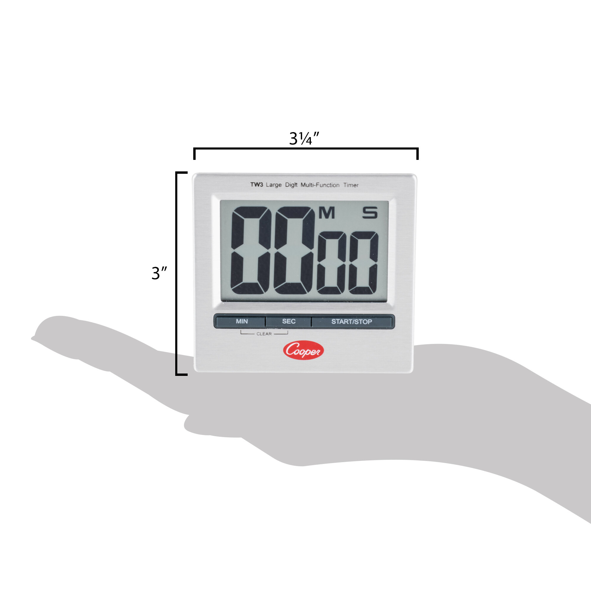 Cooper-Atkins TW3-0-8 Extra Large Display Digital 100 Minute Kitchen Timer