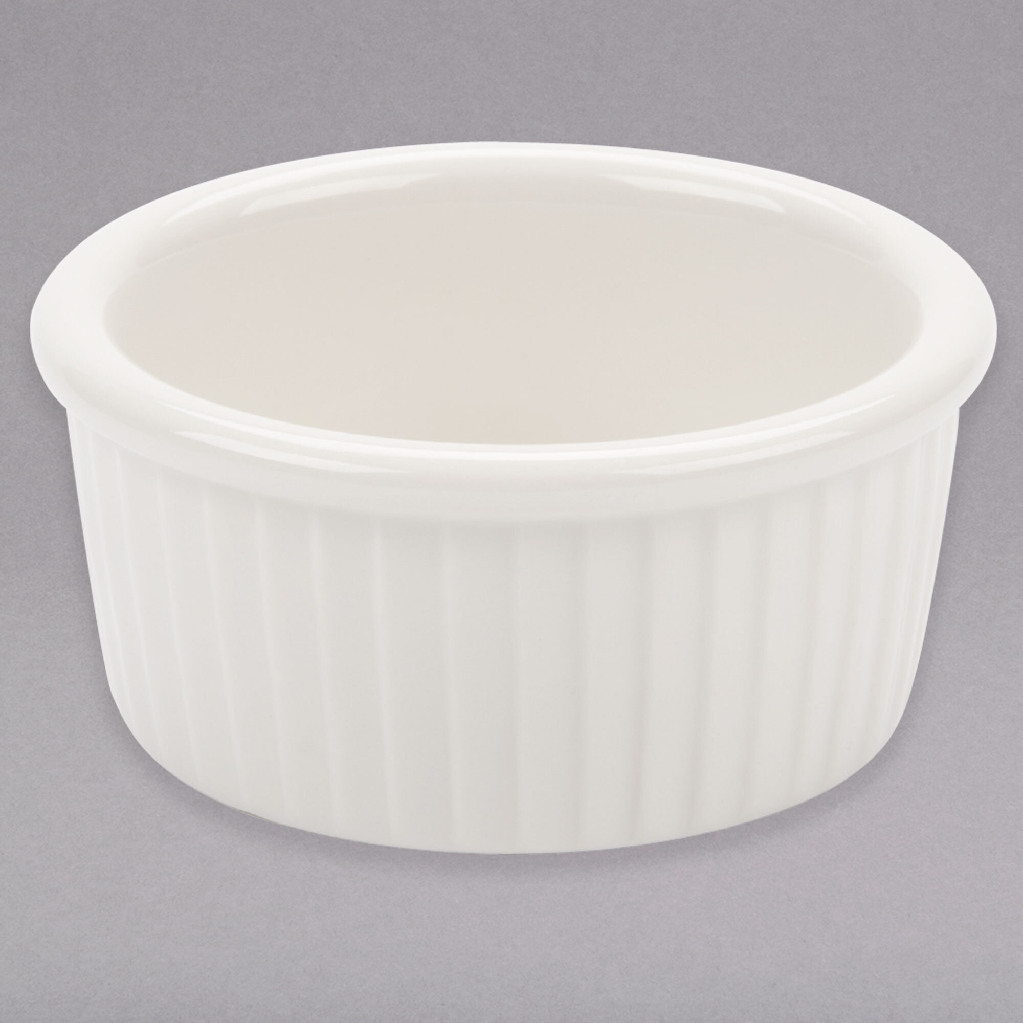 Tuxton BEX-0452 4.5 oz. Eggshell Fluted China Ramekin - 12/Pack