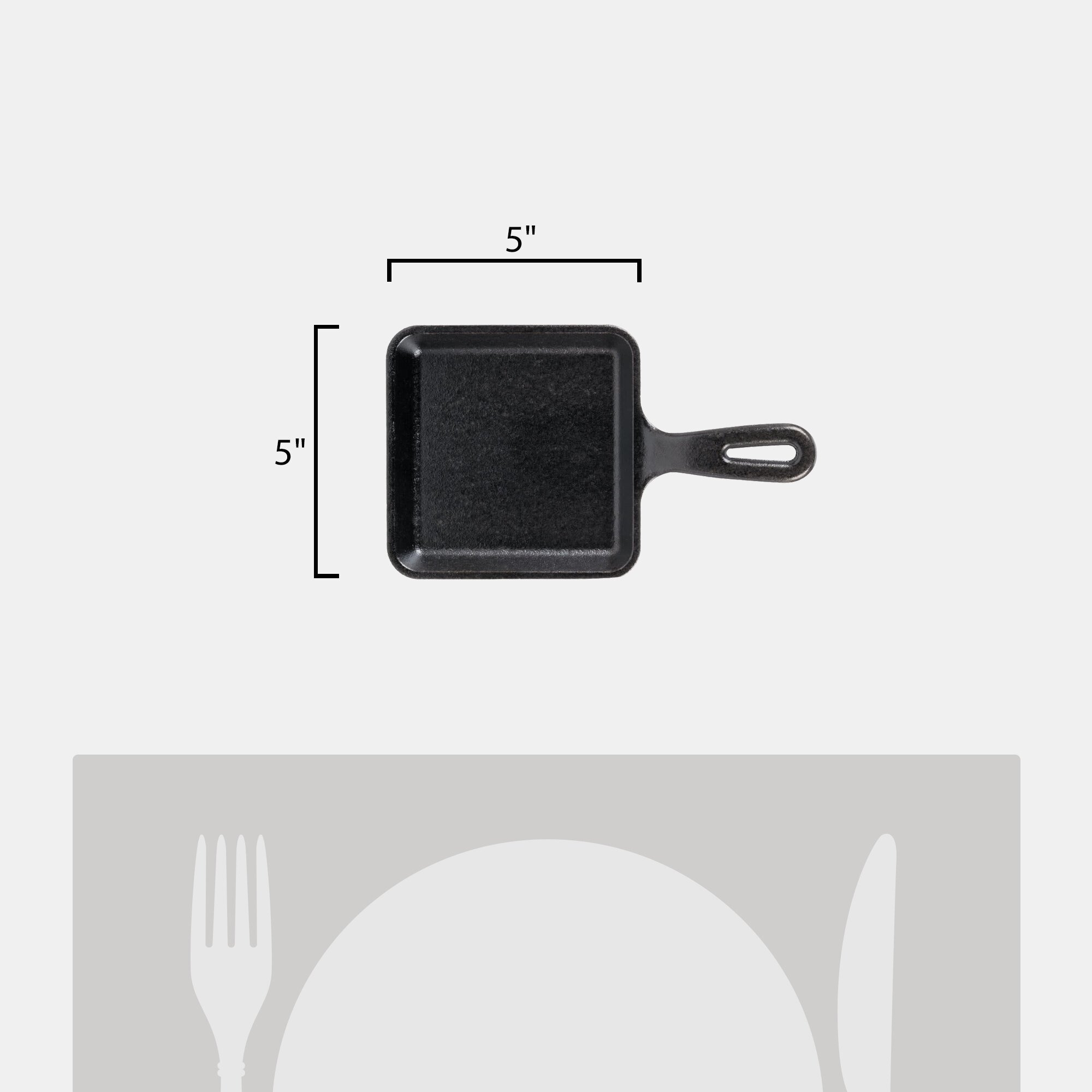 Valor 5" x 5" Pre-Seasoned Mini Cast Iron Square Skillet