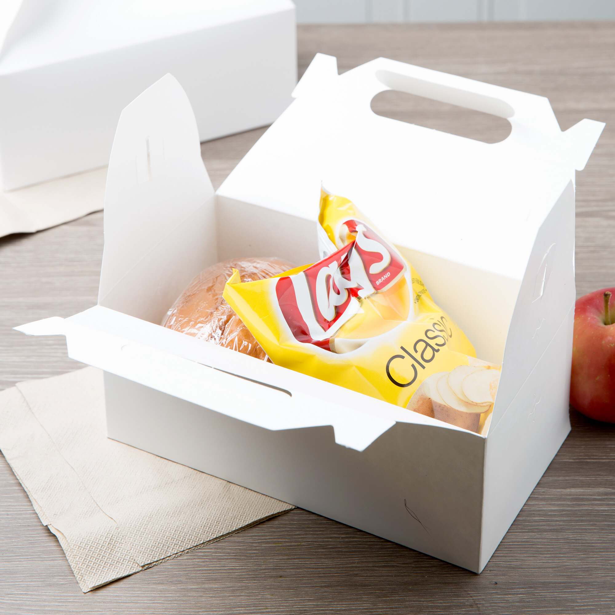 8 7/8" x 5" x 3 1/2" White Barn Take Out Dinner / Chicken Box with ...