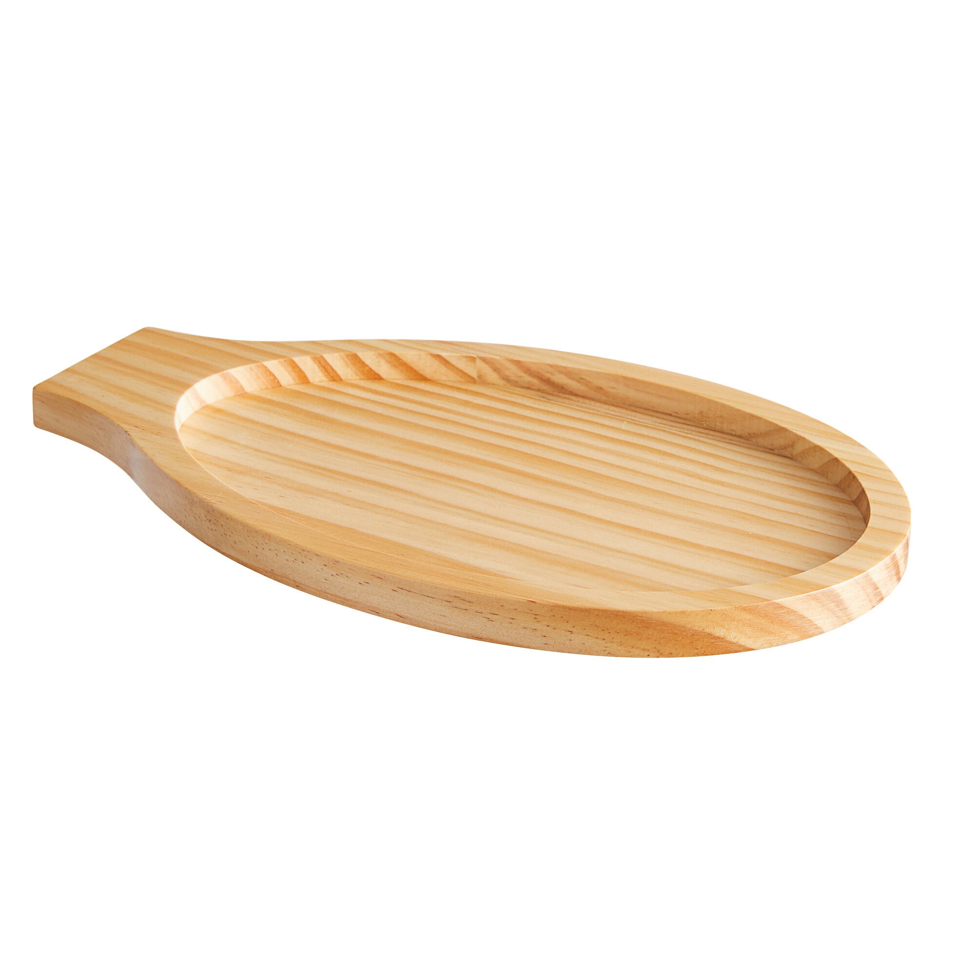 Choice 12 1/2" x 8" Oval Pine Wood Underliner with Natural Finish