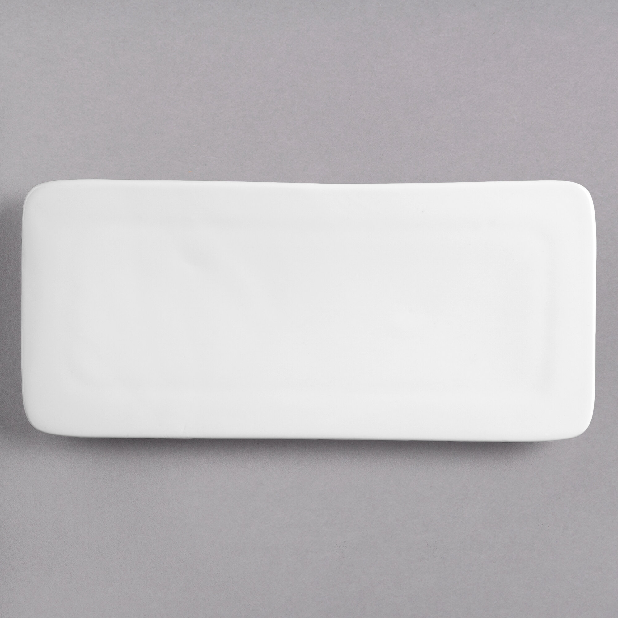 Acopa 10" x 5 3/4" Rectangular Bright White Porcelain Flat Plate - 12/Case