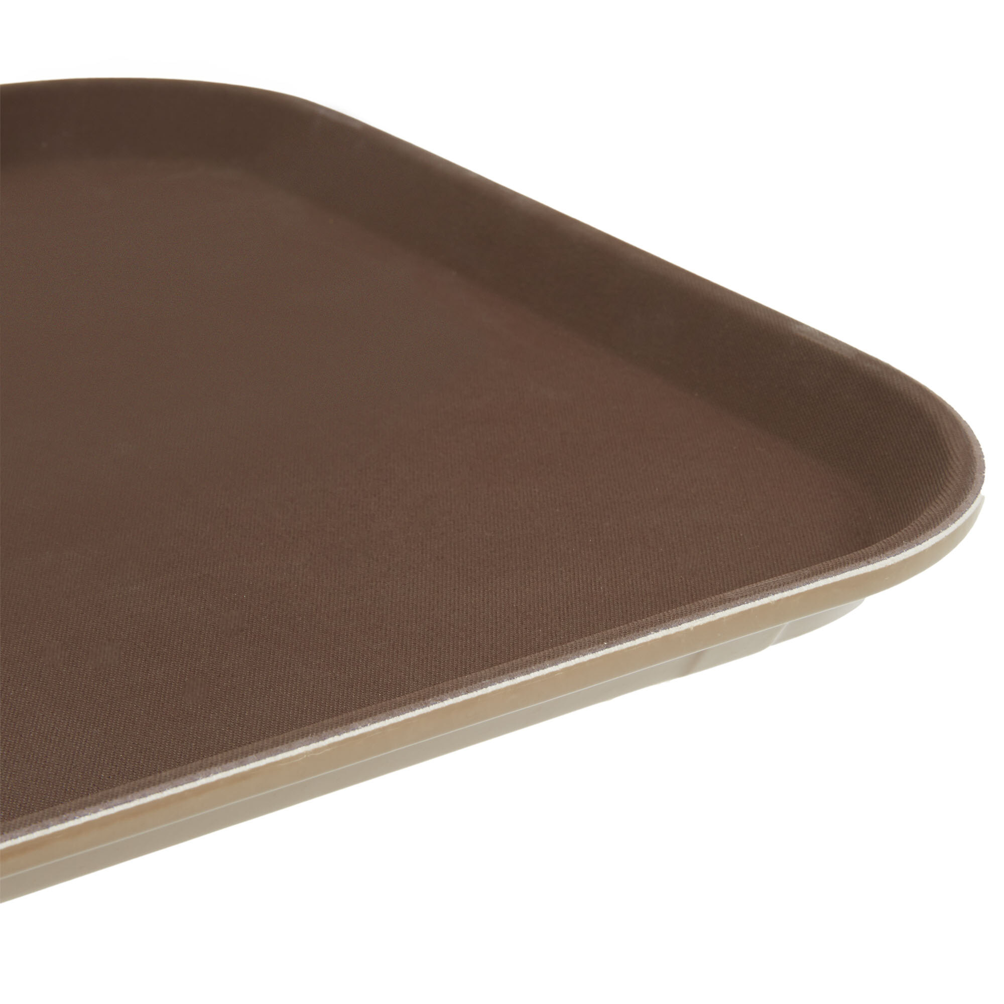 14" x 18" Brown Rectangular Fiberglass Non-Skid Serving Tray