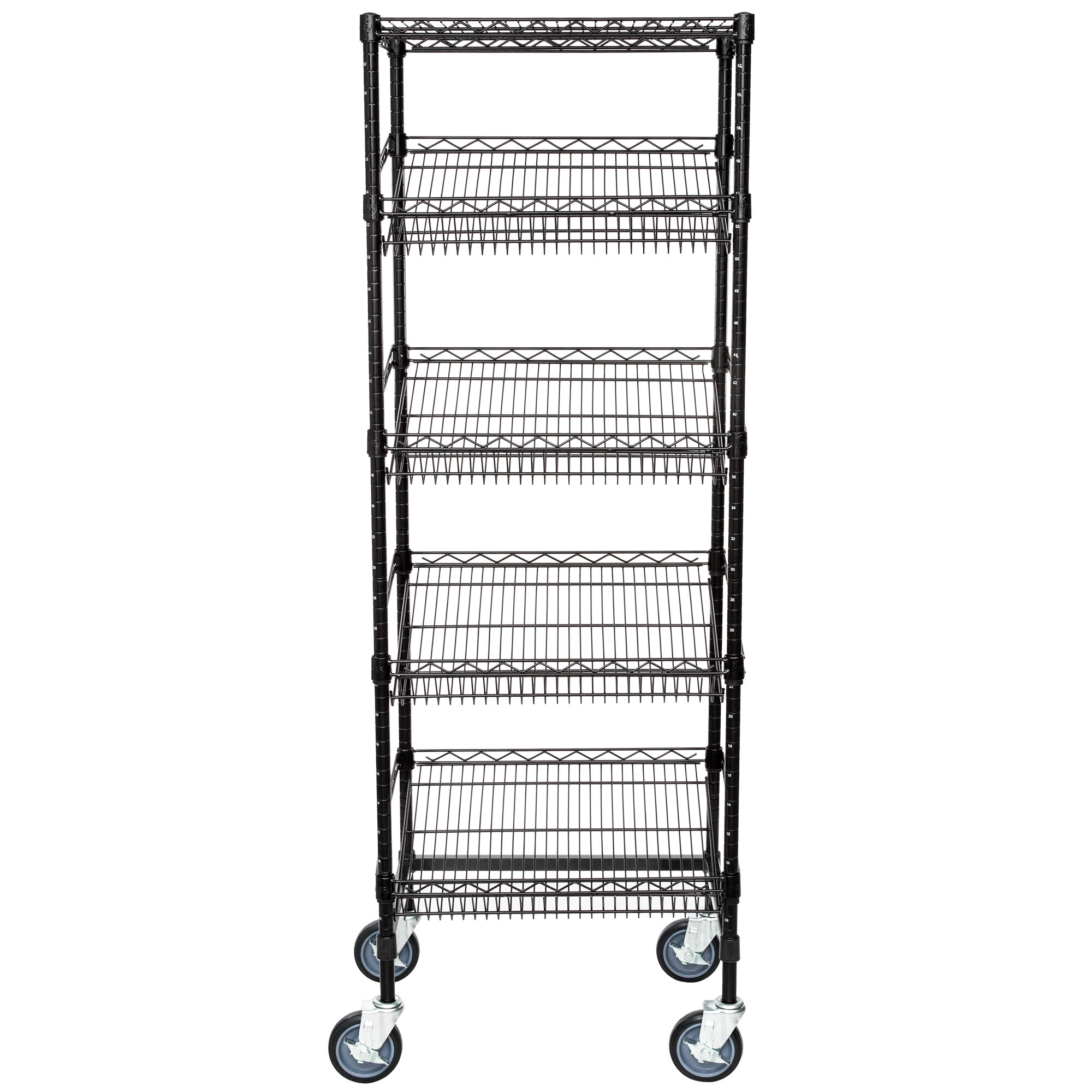 Regency Black Epoxy 5-Shelf Angled Mobile Merchandising Rack - 18" x 24 ...