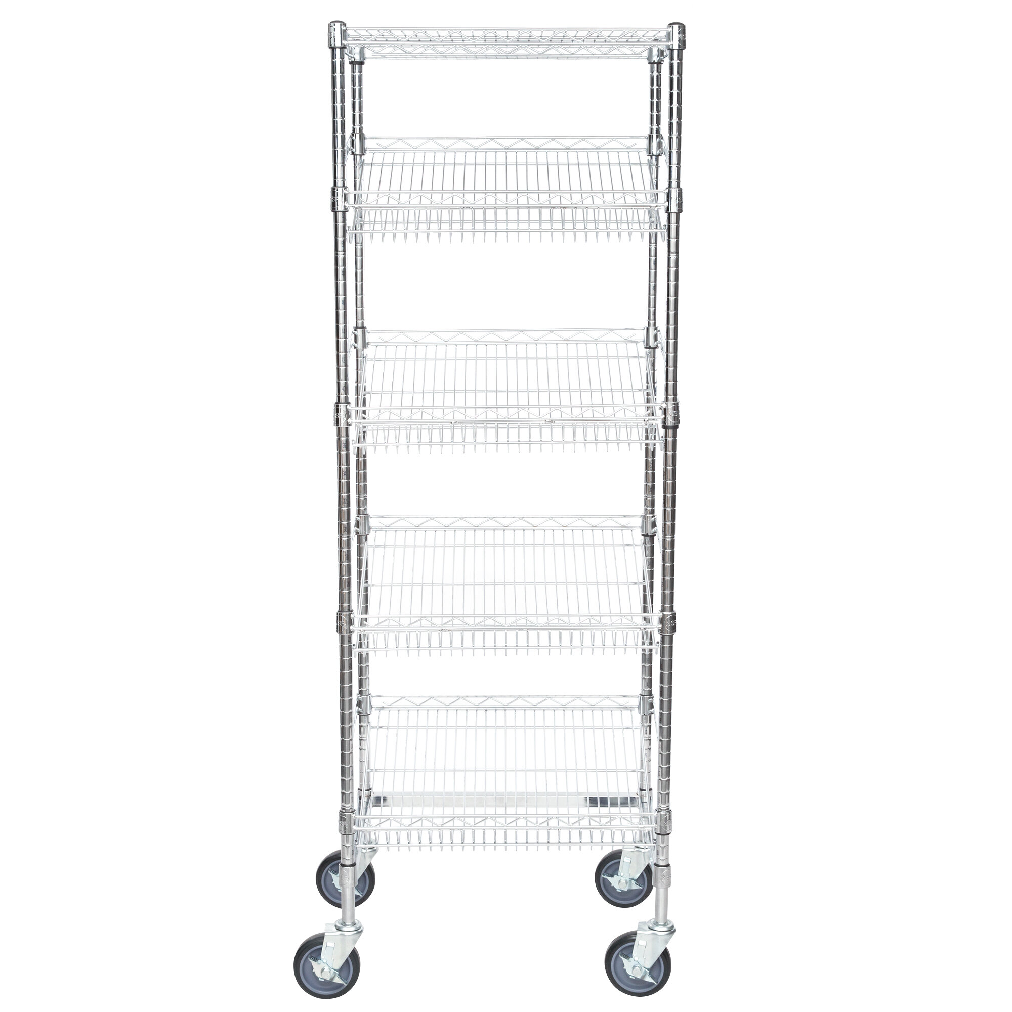 Regency Chrome 5-Shelf Angled Mobile Merchandising Rack - 18" x 24" x 69"