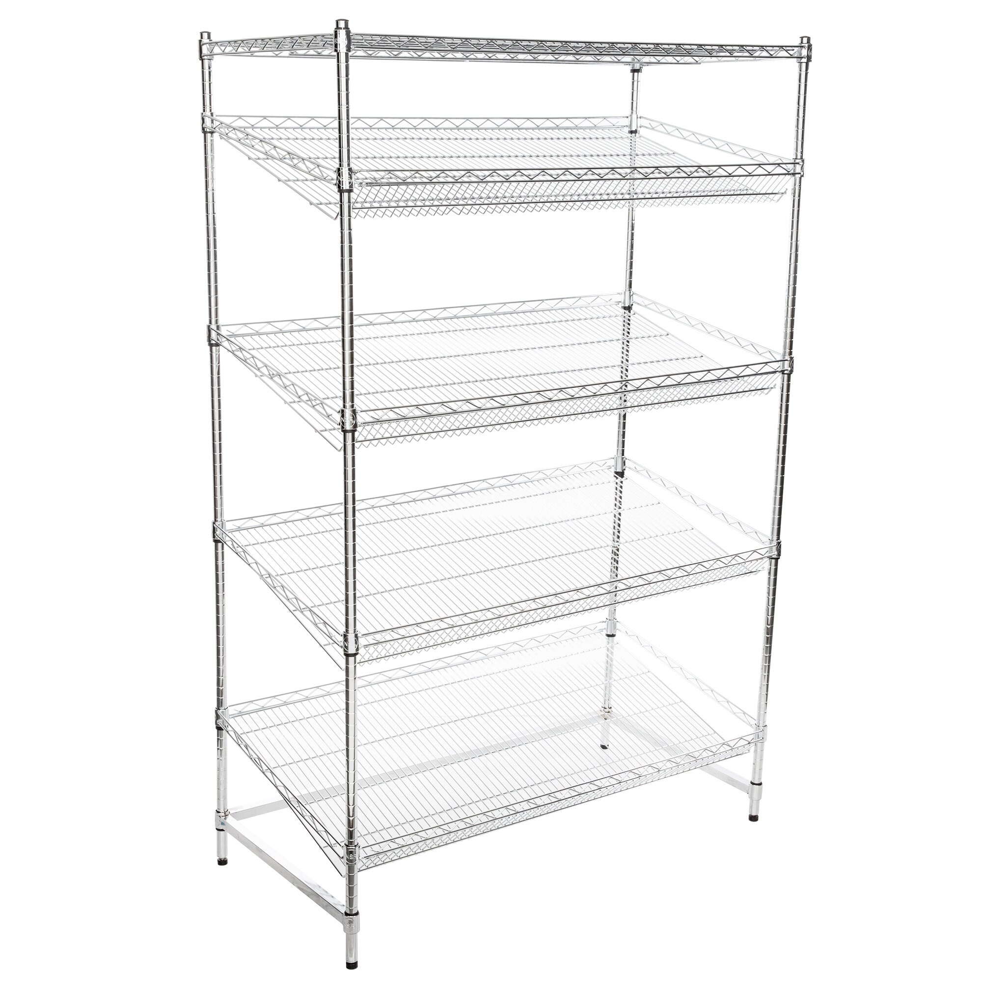Regency Chrome 5-Shelf Angled Stationary Merchandising Rack - 24" x 48 ...