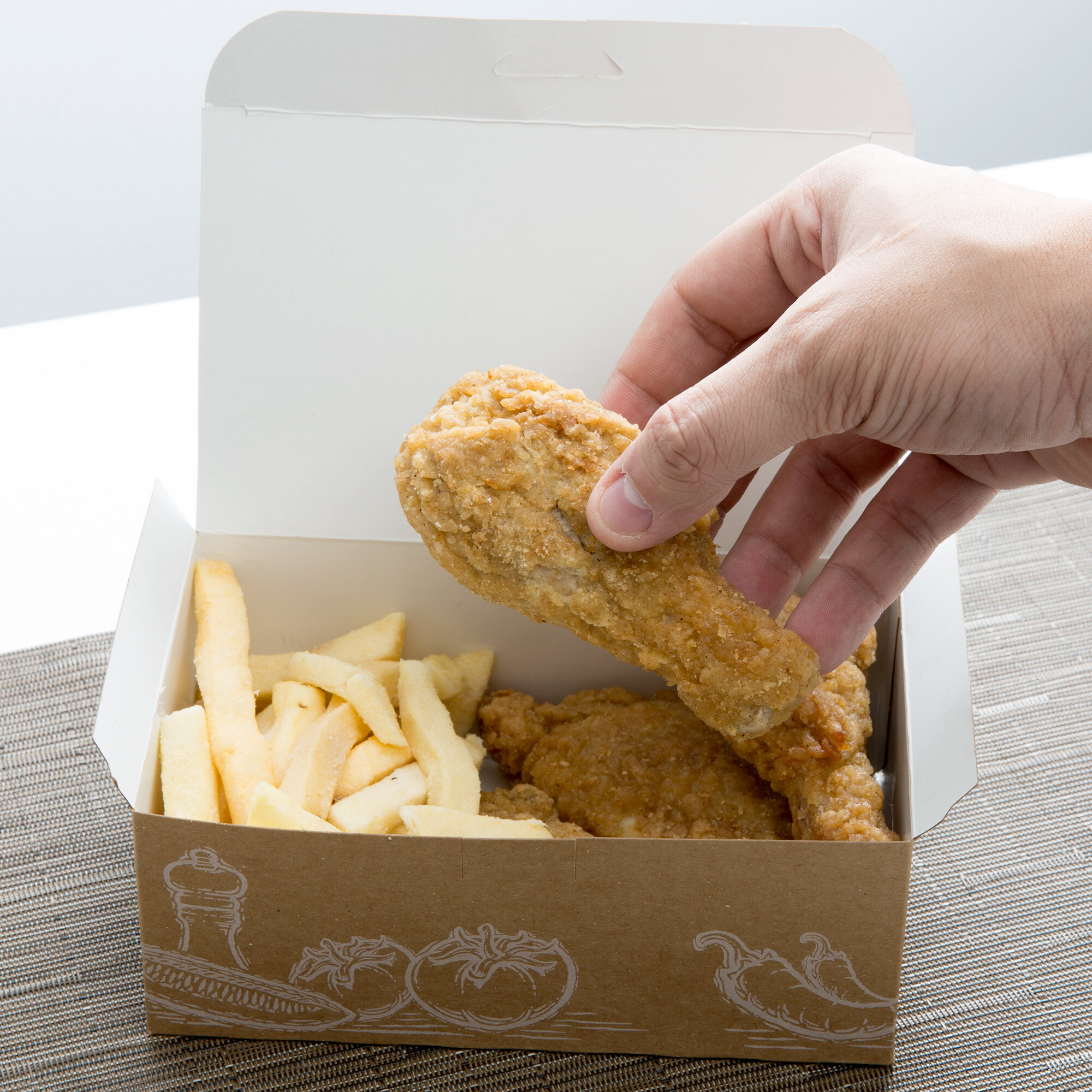 7" x 4 1/4" x 2 3/4" Take Out Lunch / Snack / Chicken Box with Fresh ...