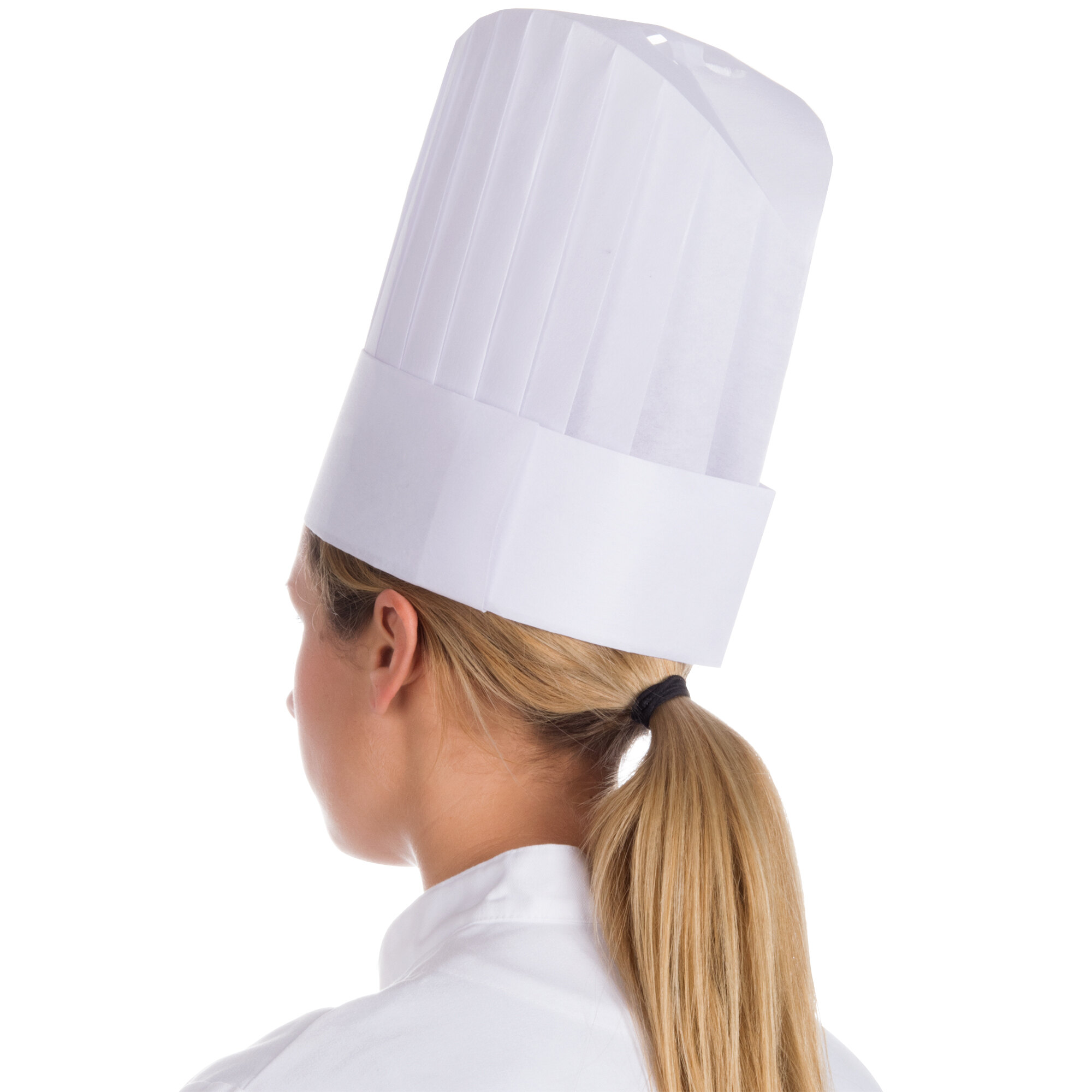 Royal Paper VCH9 9" Adjustable White Viscose Non-Woven Disposable Chef ...