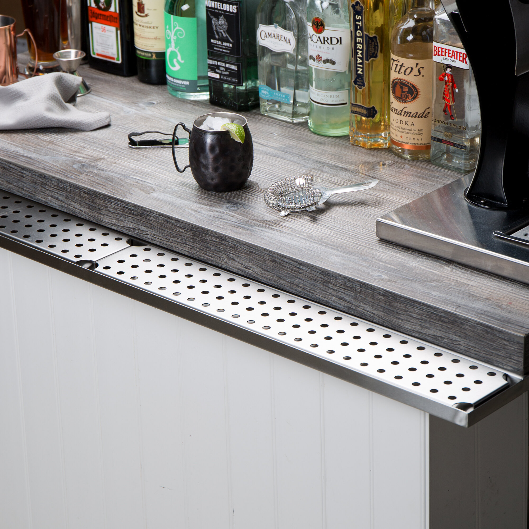 Stainless Steel Bar Drink Rail (48" - Underbar Mount)