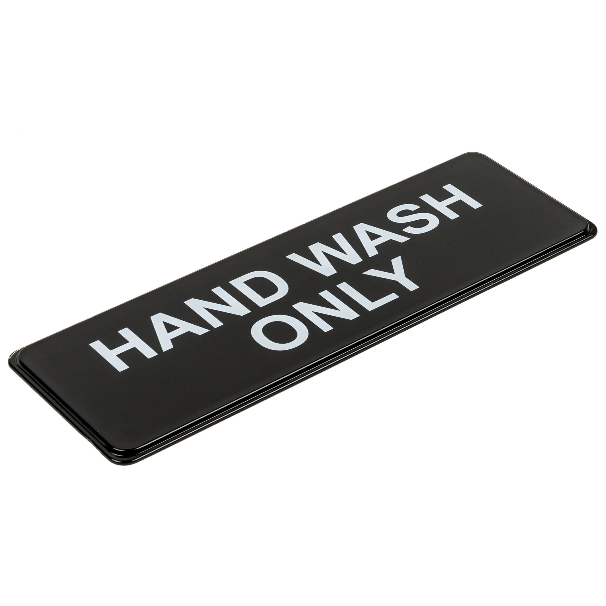 Hand Wash Only Sign - Black and White, 9" x 3"