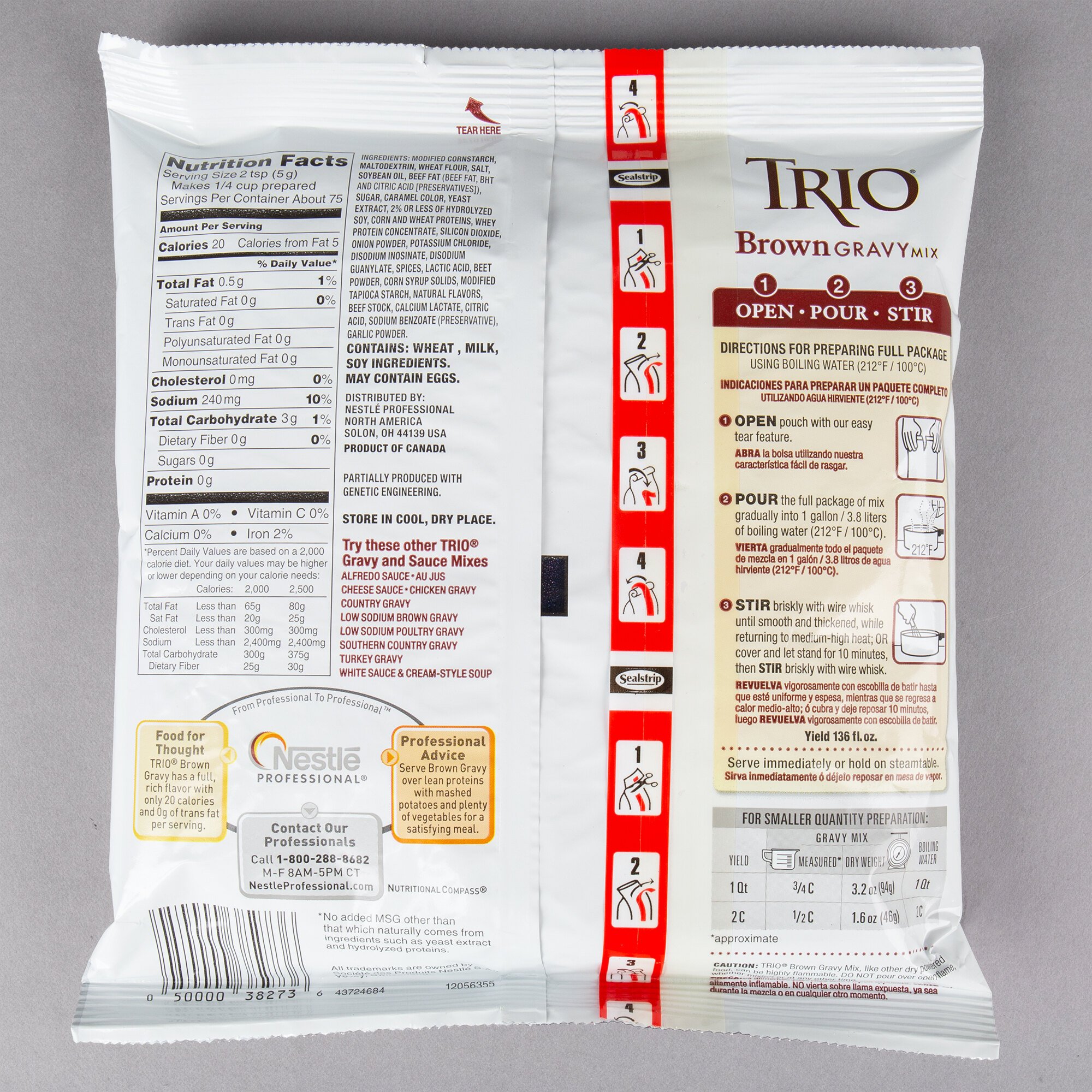 Trio 13.37 oz. Brown Instant Gravy Mix - 8/Case