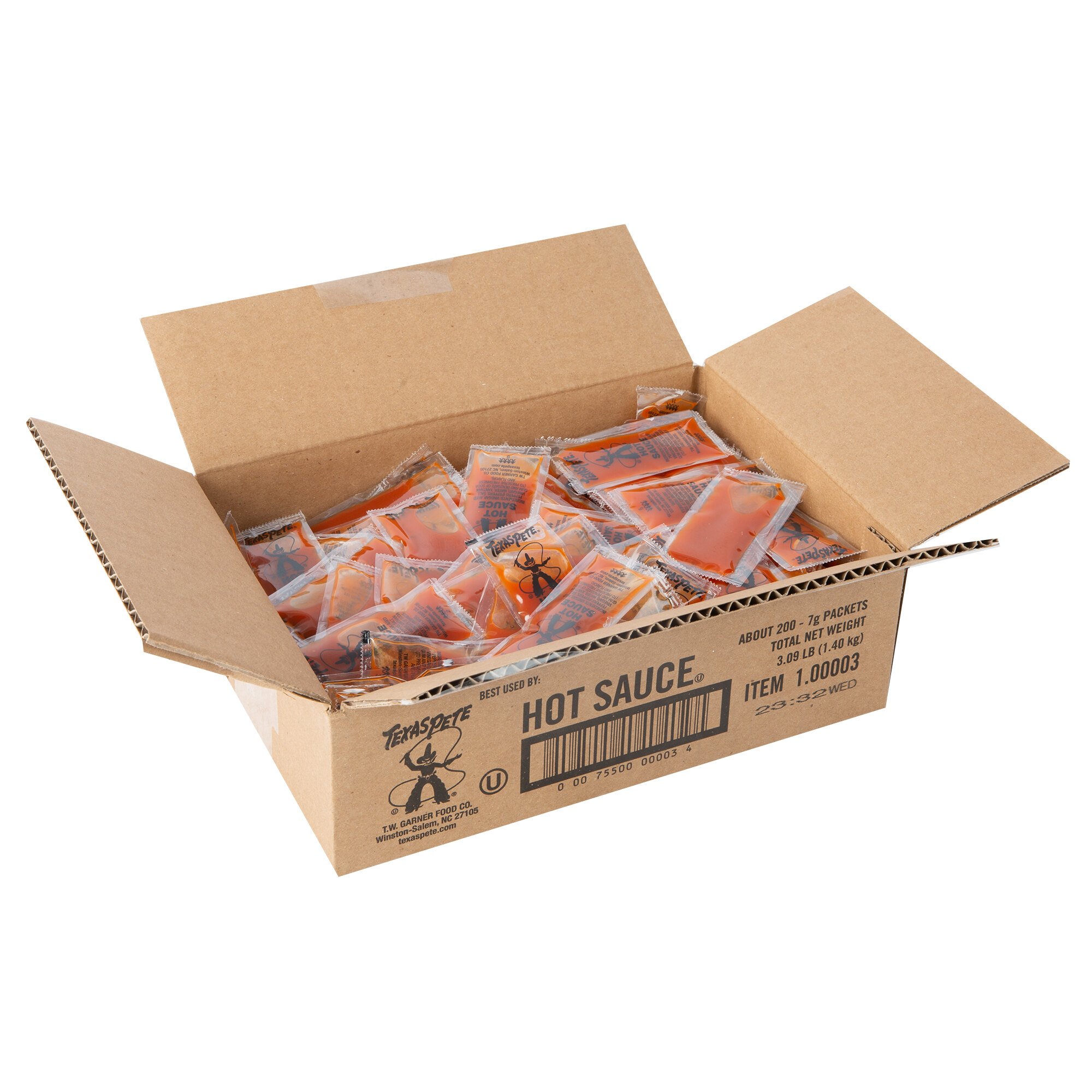 Texas Pete 7 Gram Hot Sauce Packets - 200/Case
