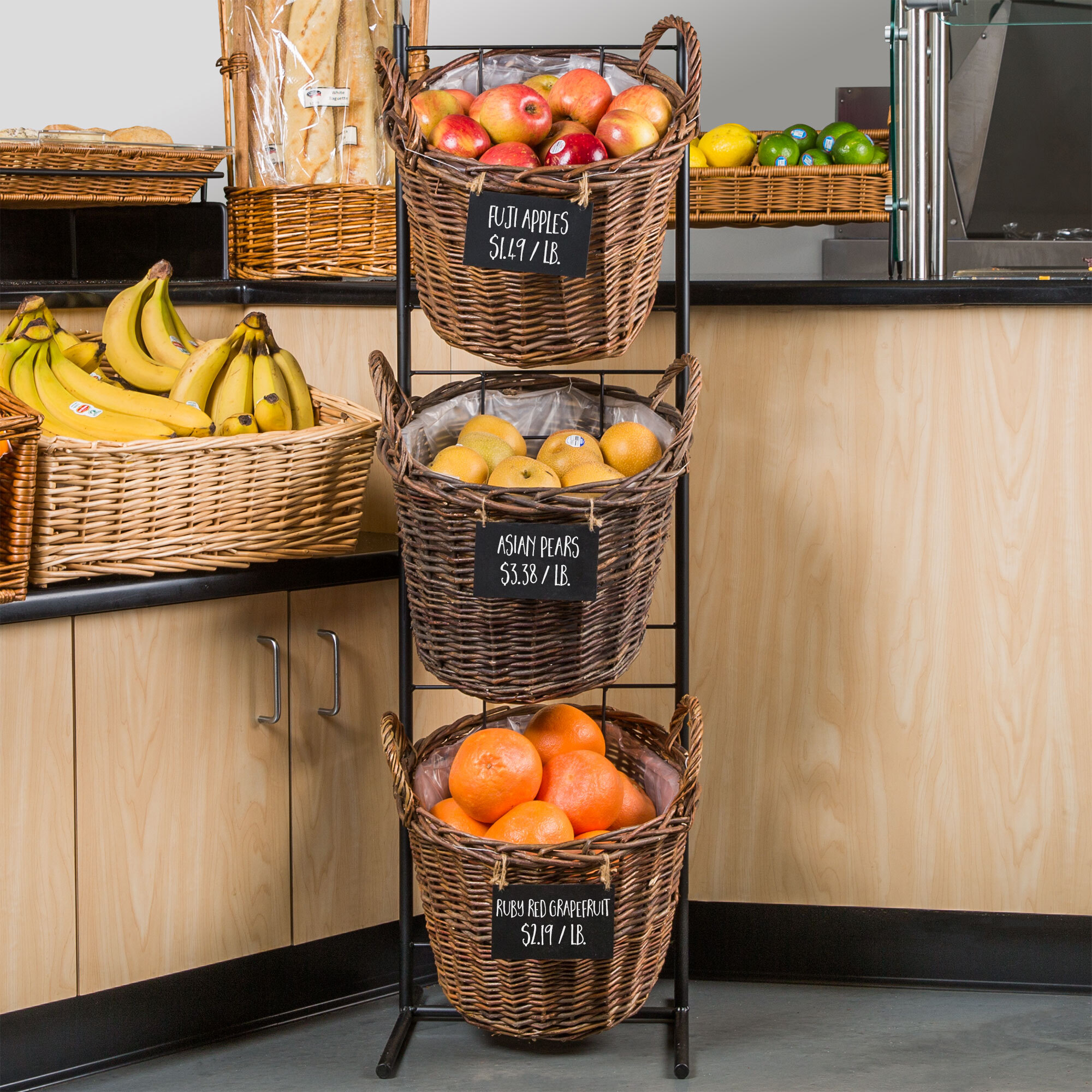 3 Tier Wicker Basket Stand - Low Price at WebstaurantStore 3 Tier Wicker Basket Stand - Low Price at WebstaurantStore