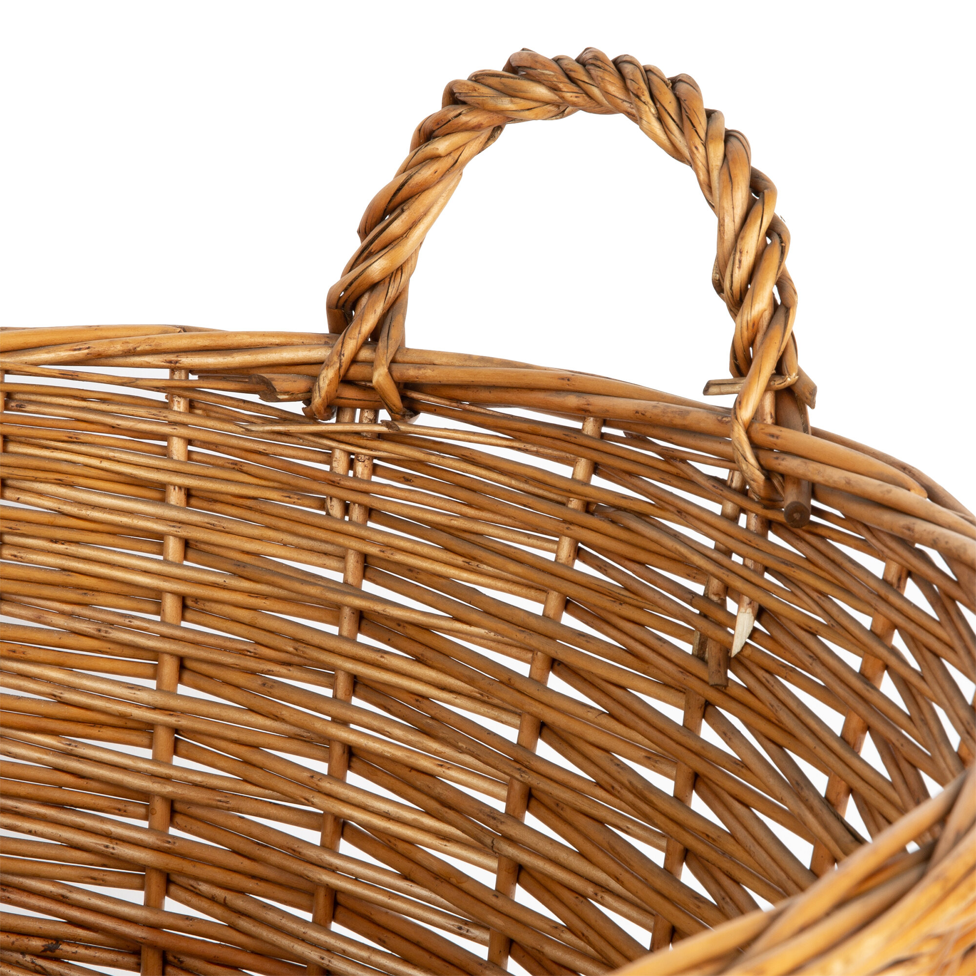 Natural Round Wicker Display Basket with Handles Natural Round Wicker Display Basket with Handles