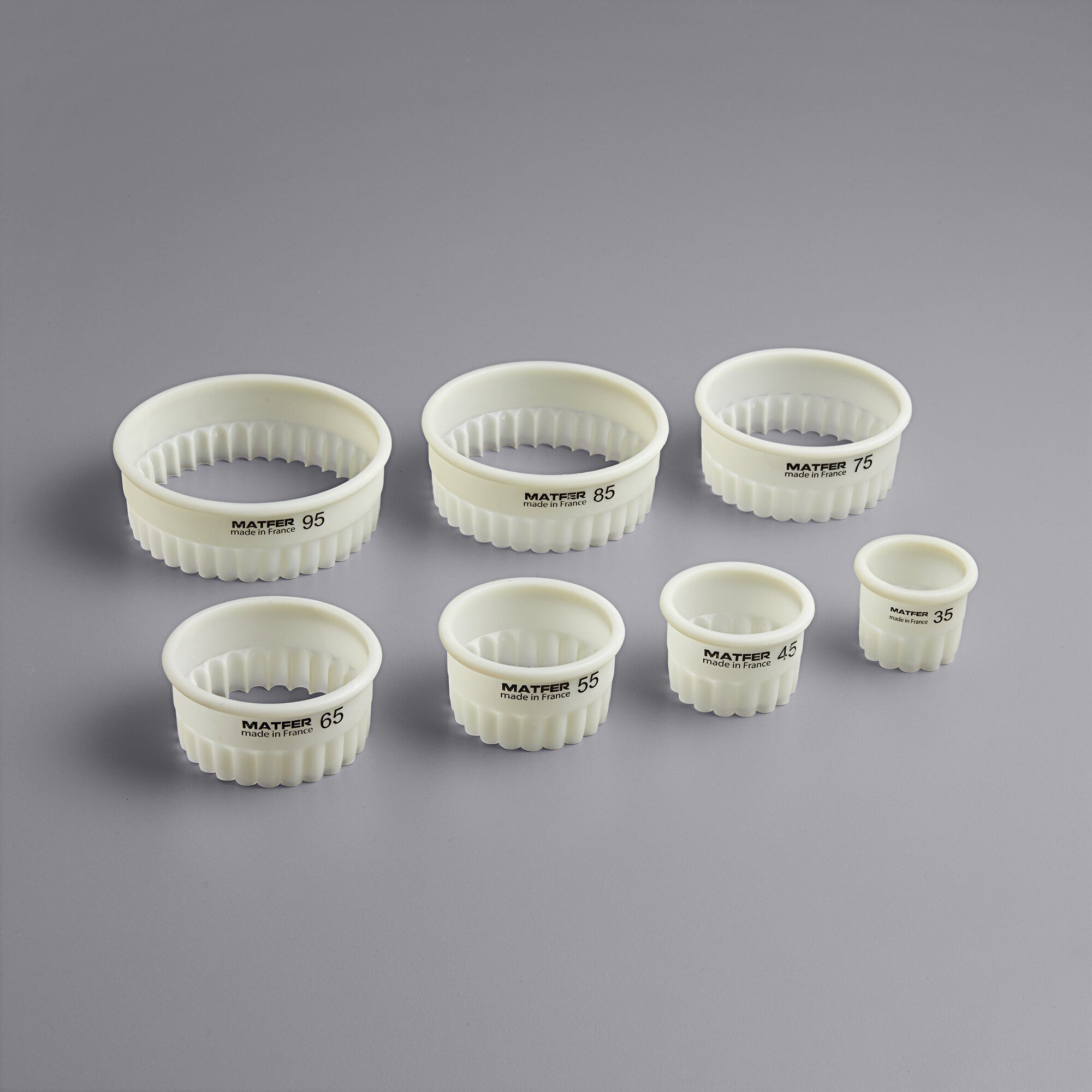 Matfer Bourgeat 150102 7-Piece Exoglass Round Non-Stick Fluted Pastry ...