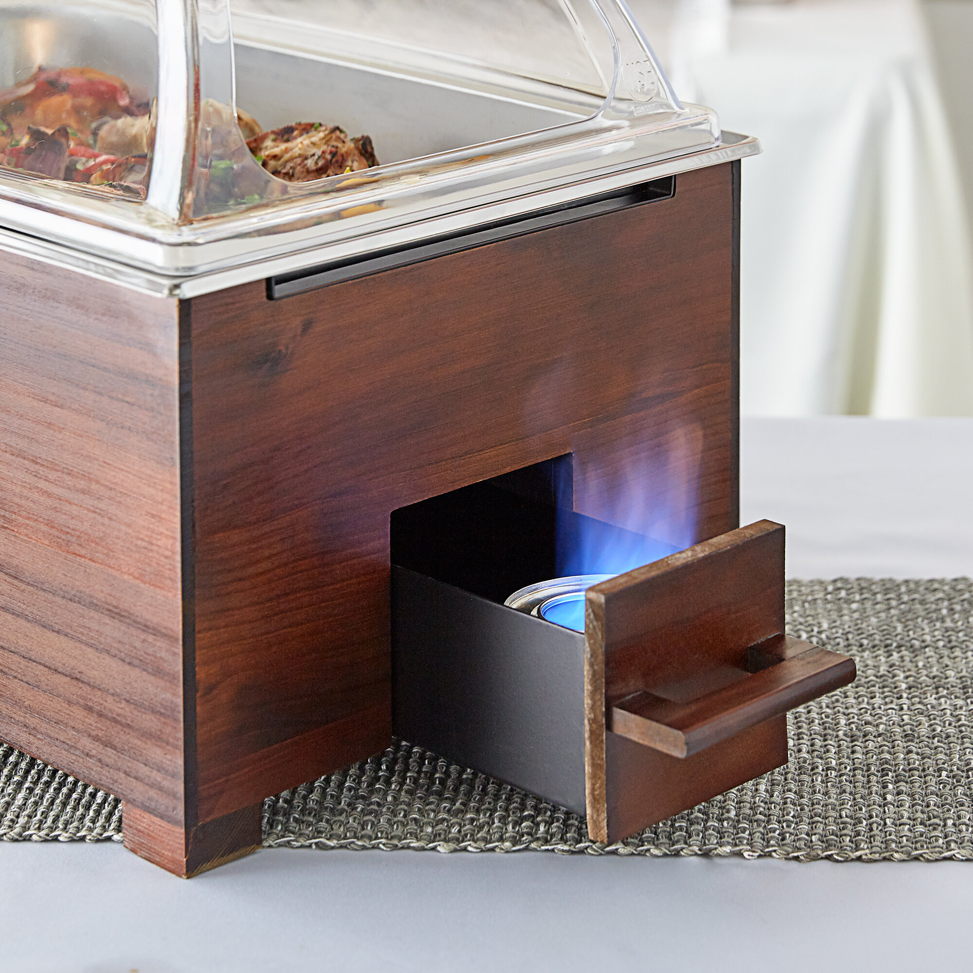 Choice 8.3 Qt. Full Size Wood Chafer with Mahogany Wood Stand and Dome ...