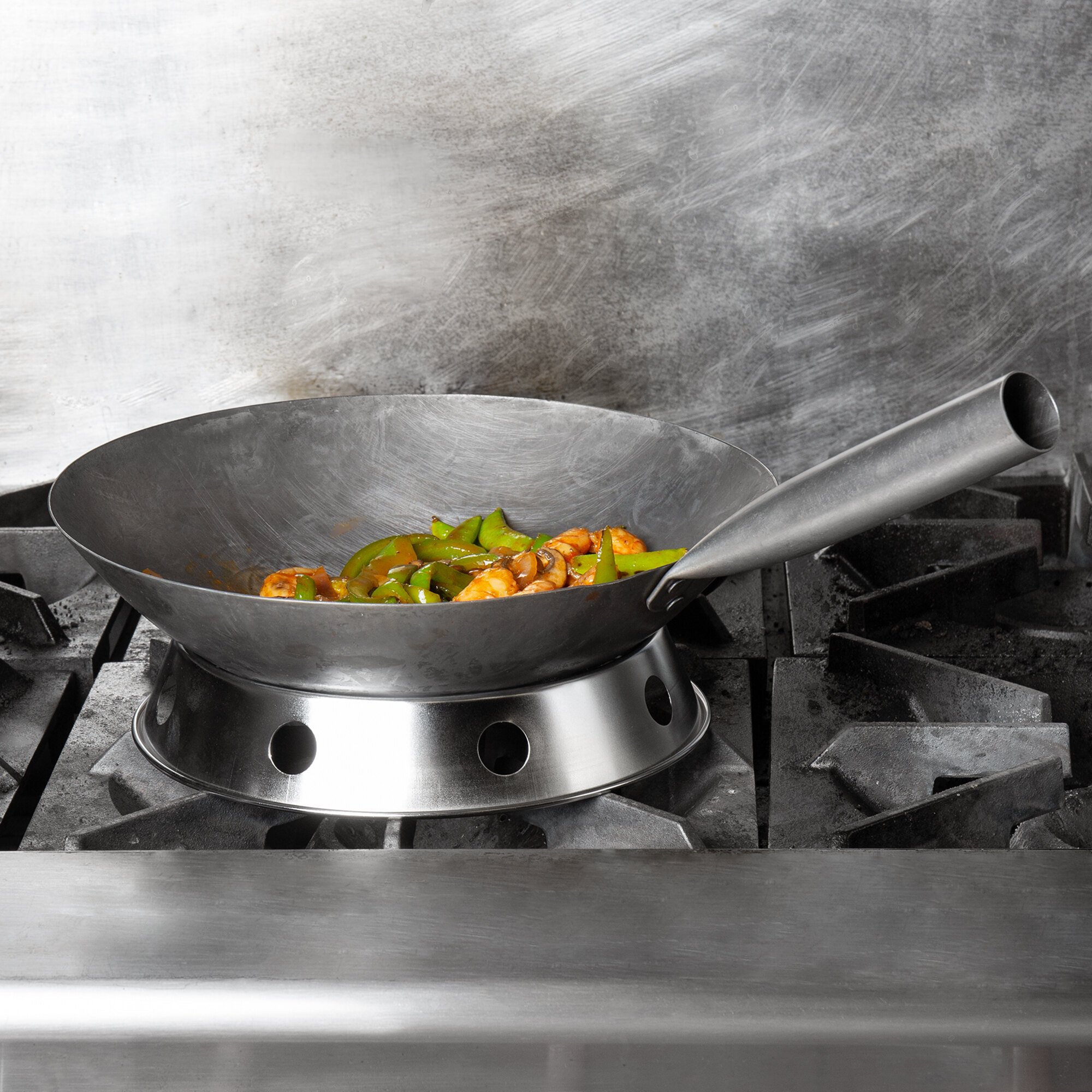 Town 34742 12" Hand Hammered Carbon Steel Mandarin Wok