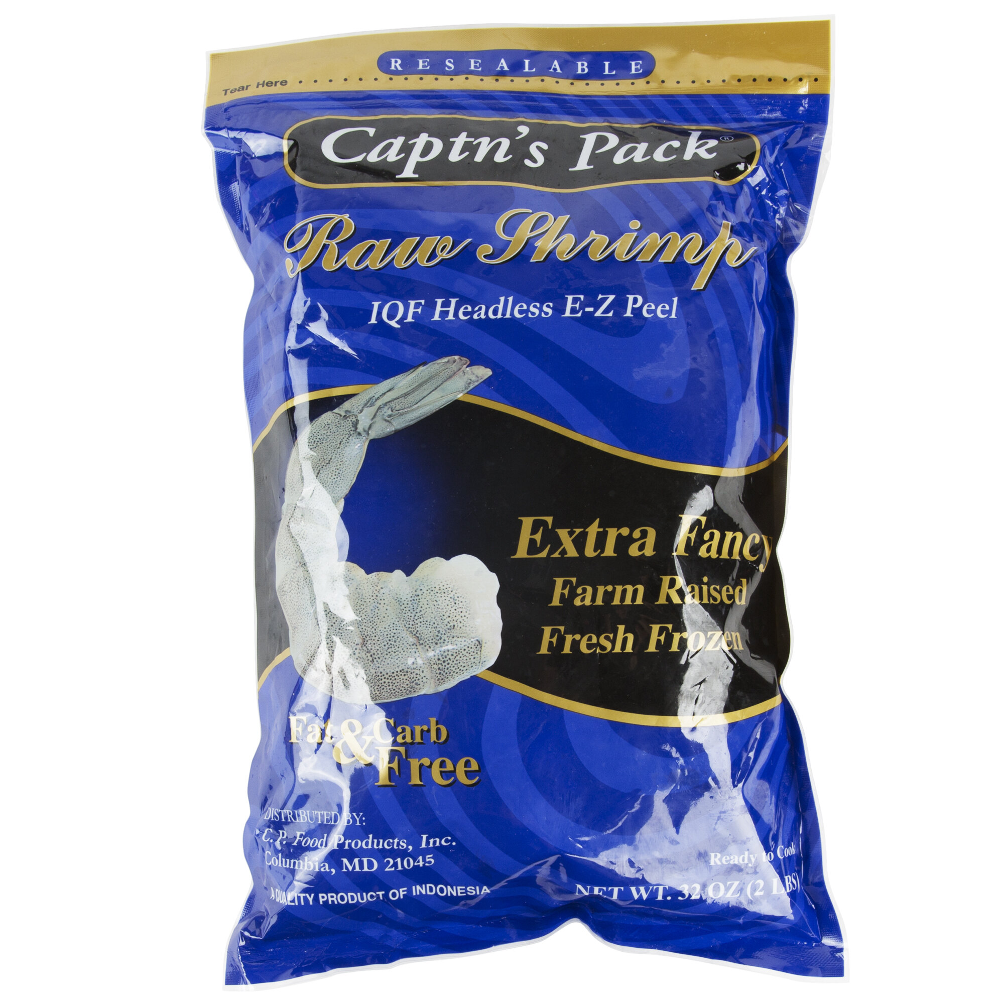 2 Lb Bag 26 30 Count Iqf Headless Ez Peel Shell On Raw Shrimp
