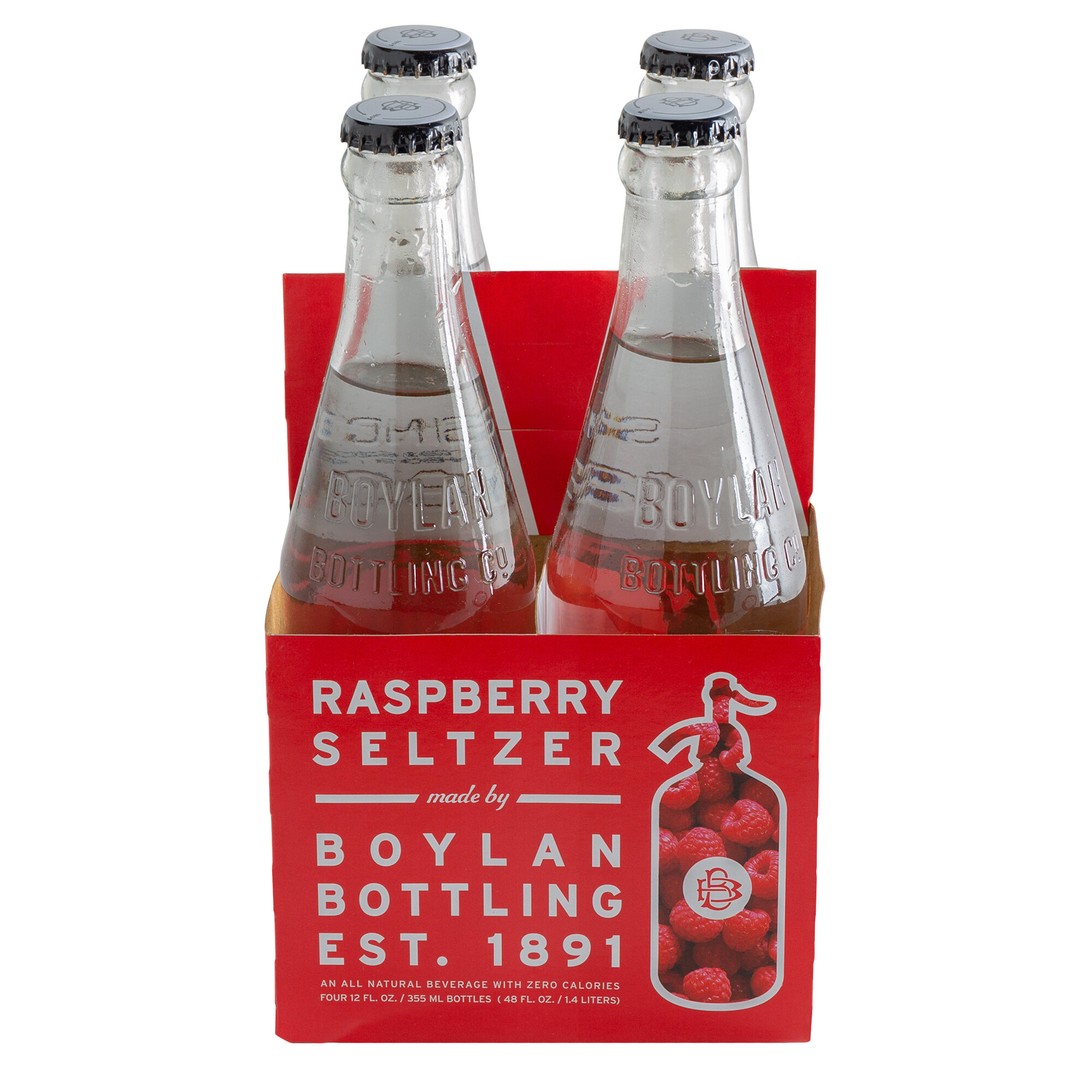 Boylan Bottling Co. 12 fl. oz. Raspberry Seltzer 4-Pack - 6/Case