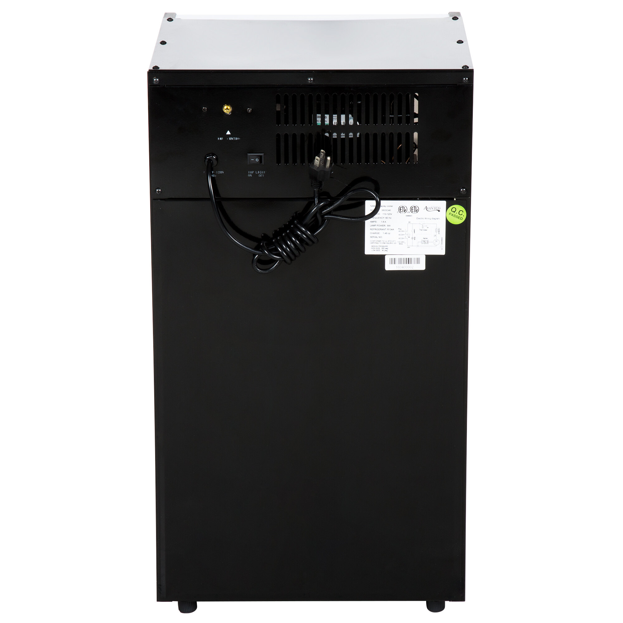 Avantco SC-40 Black Countertop Display Refrigerator with Swing Door