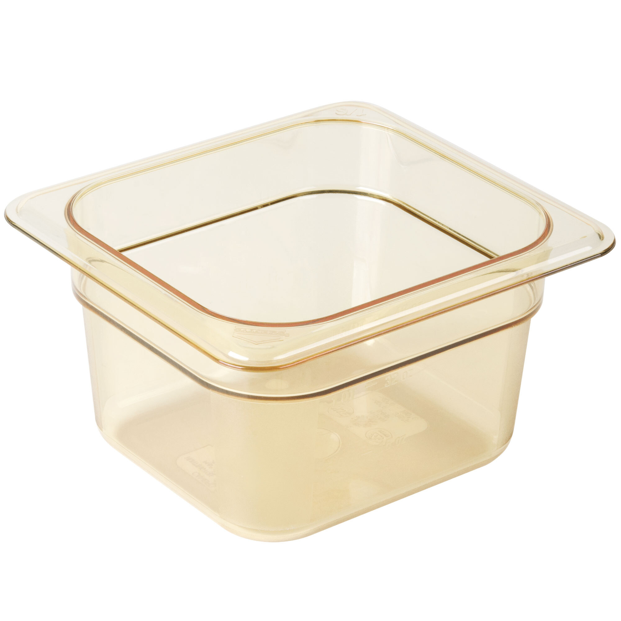 Cambro 64HP150 H-Pan™ 1/6 Size Amber High Heat Plastic Food Pan - 4" Deep