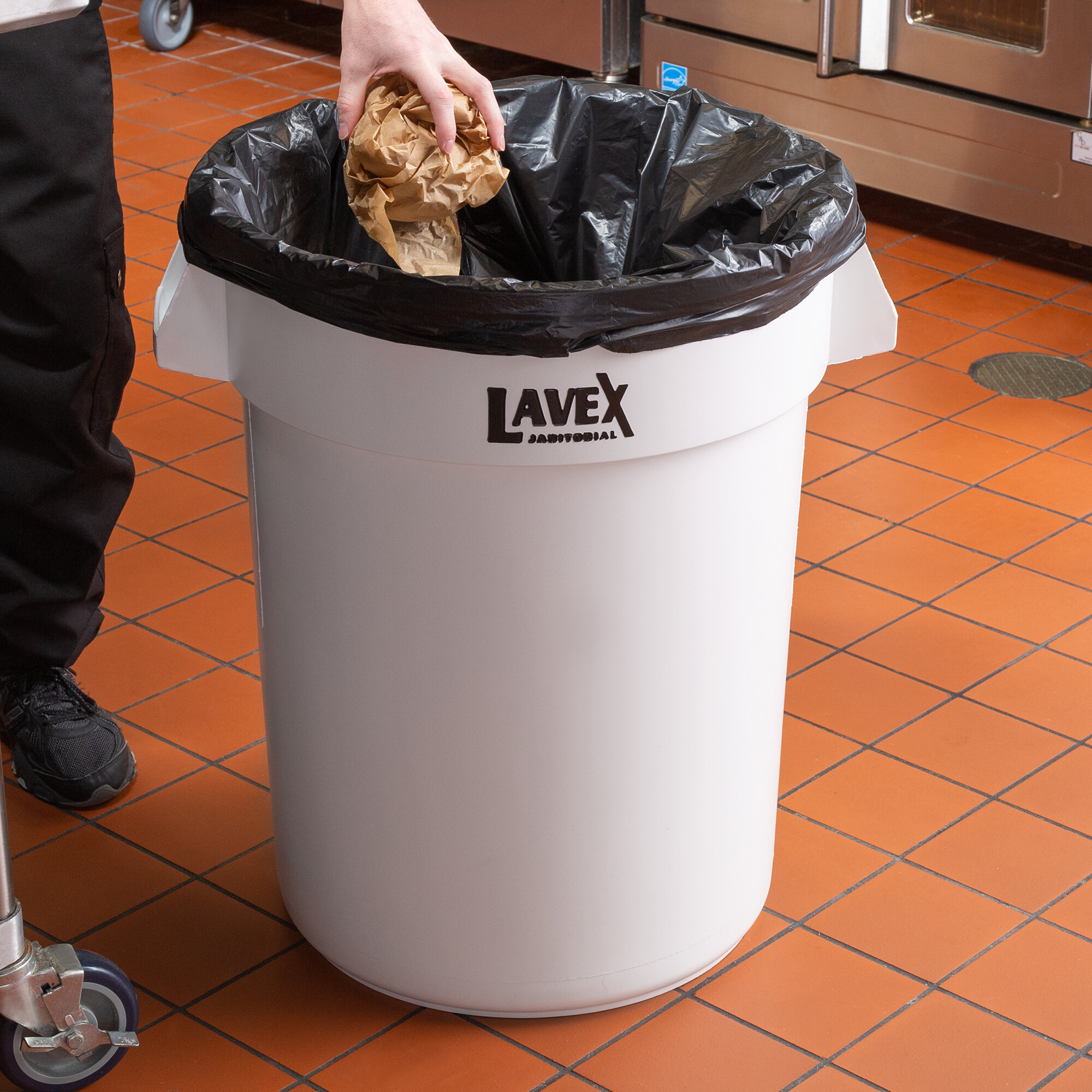 Lavex Janitorial 32 Gallon White Round Commercial Trash Can