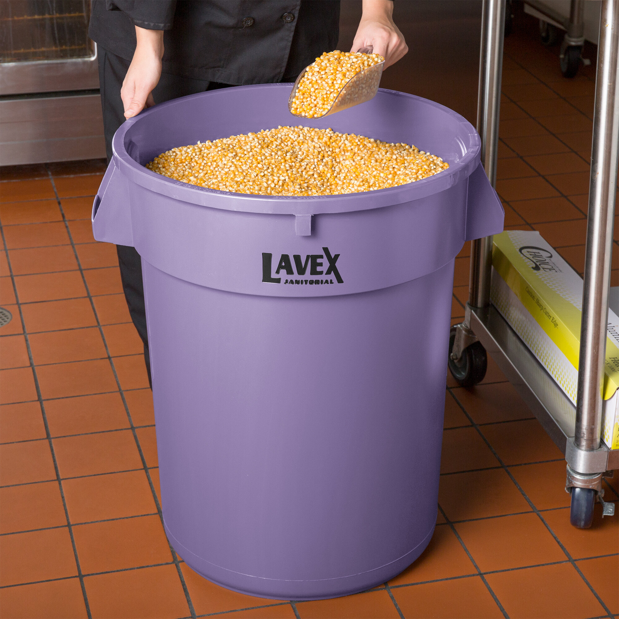 Lavex Janitorial 32 Gallon Purple Round Commercial Trash Can