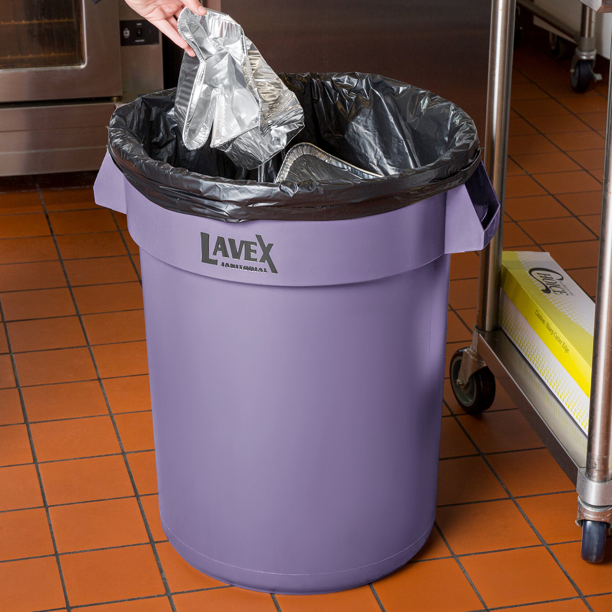 Lavex Janitorial 32 Gallon Purple Round Commercial Trash Can