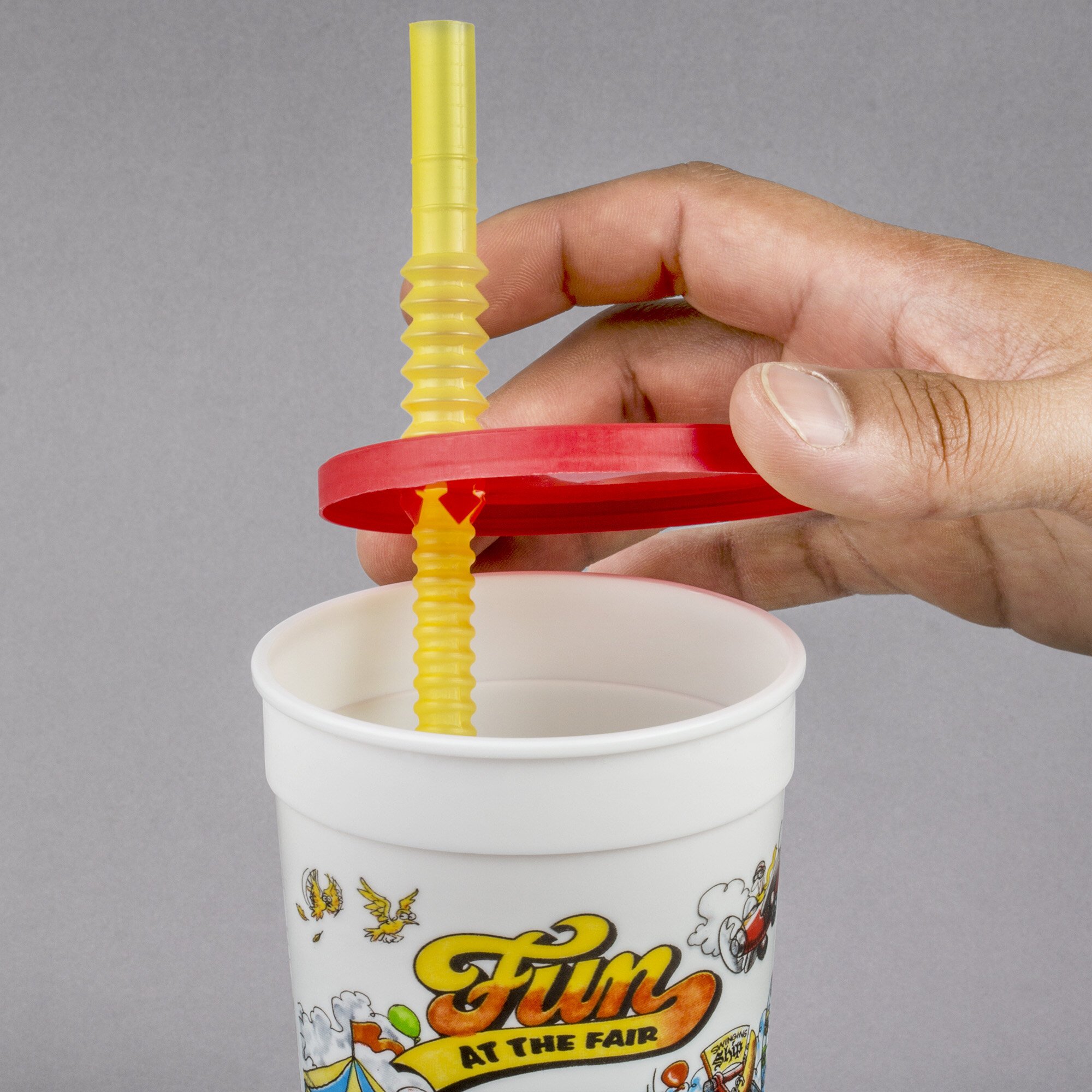16 oz. Tall Plastic "Fun at the Fair" Souvenir Cup with Red Lid and ...