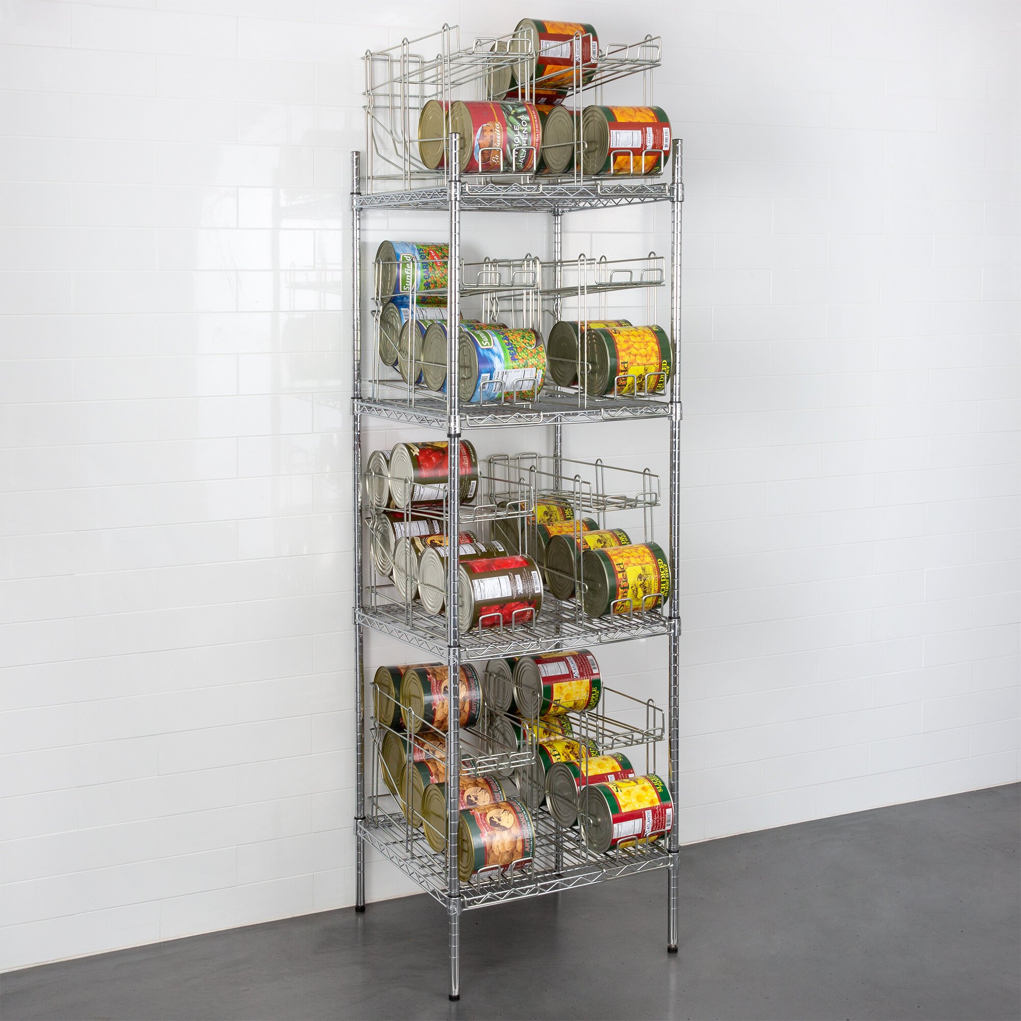 Regency 24" x 24" Chrome Wire Shelf Kit with 8 Can Racks and 74" Posts