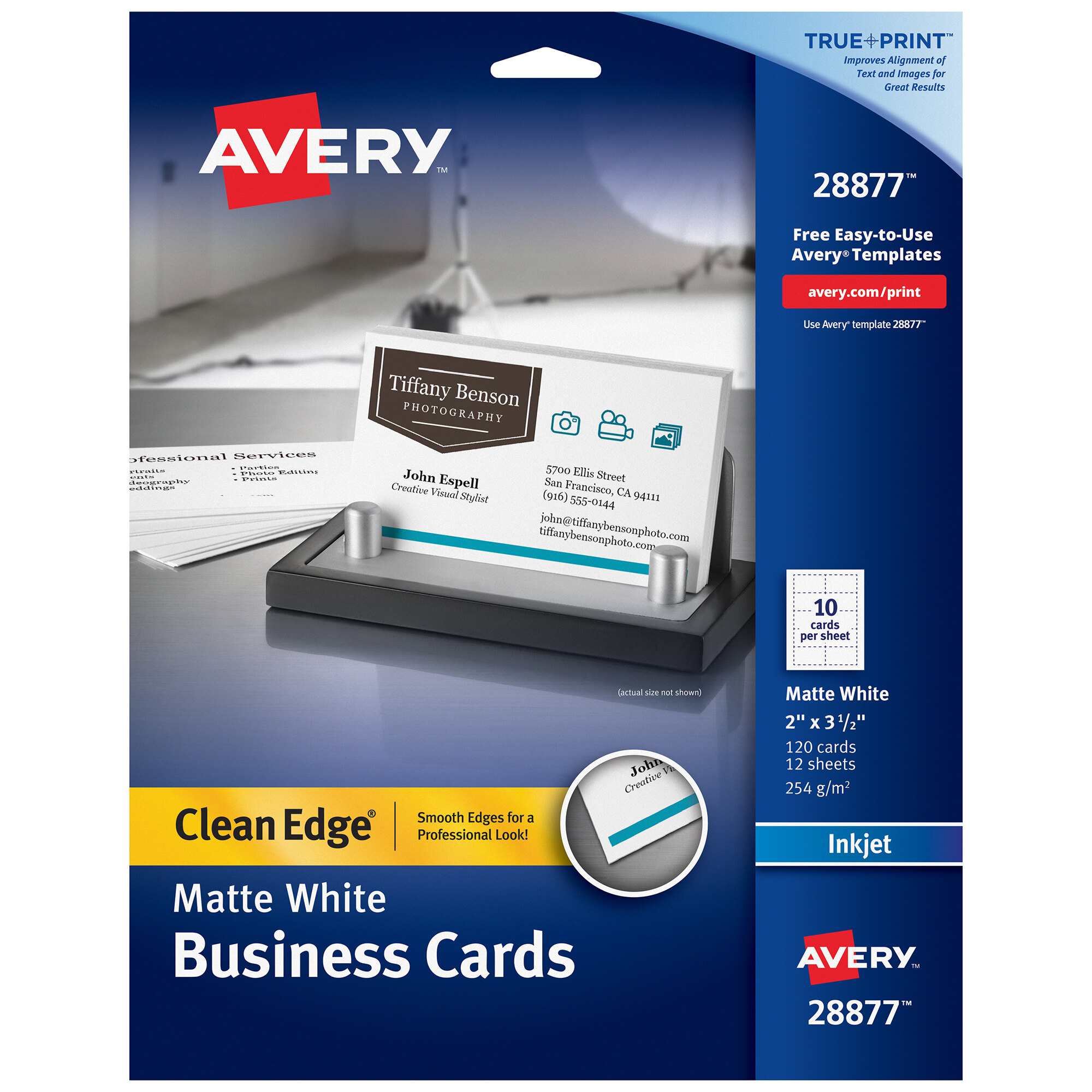 Avery 28877 True Print 2 X 3 1 2 Matte White Clean Edge Two Sided 