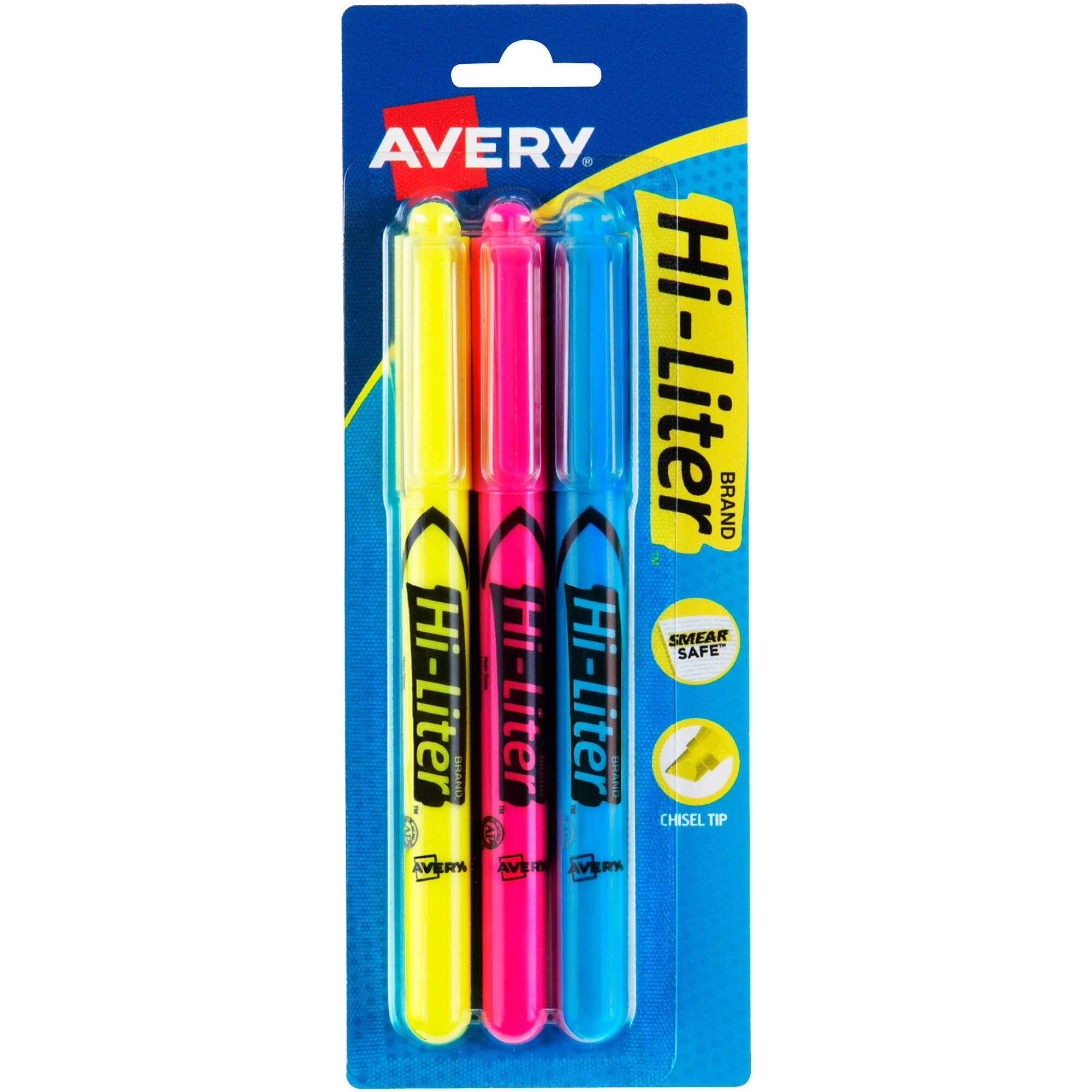 Avery 25860 Hi-Liter® Assorted Color Chisel Tip Pen Style Highlighter ...