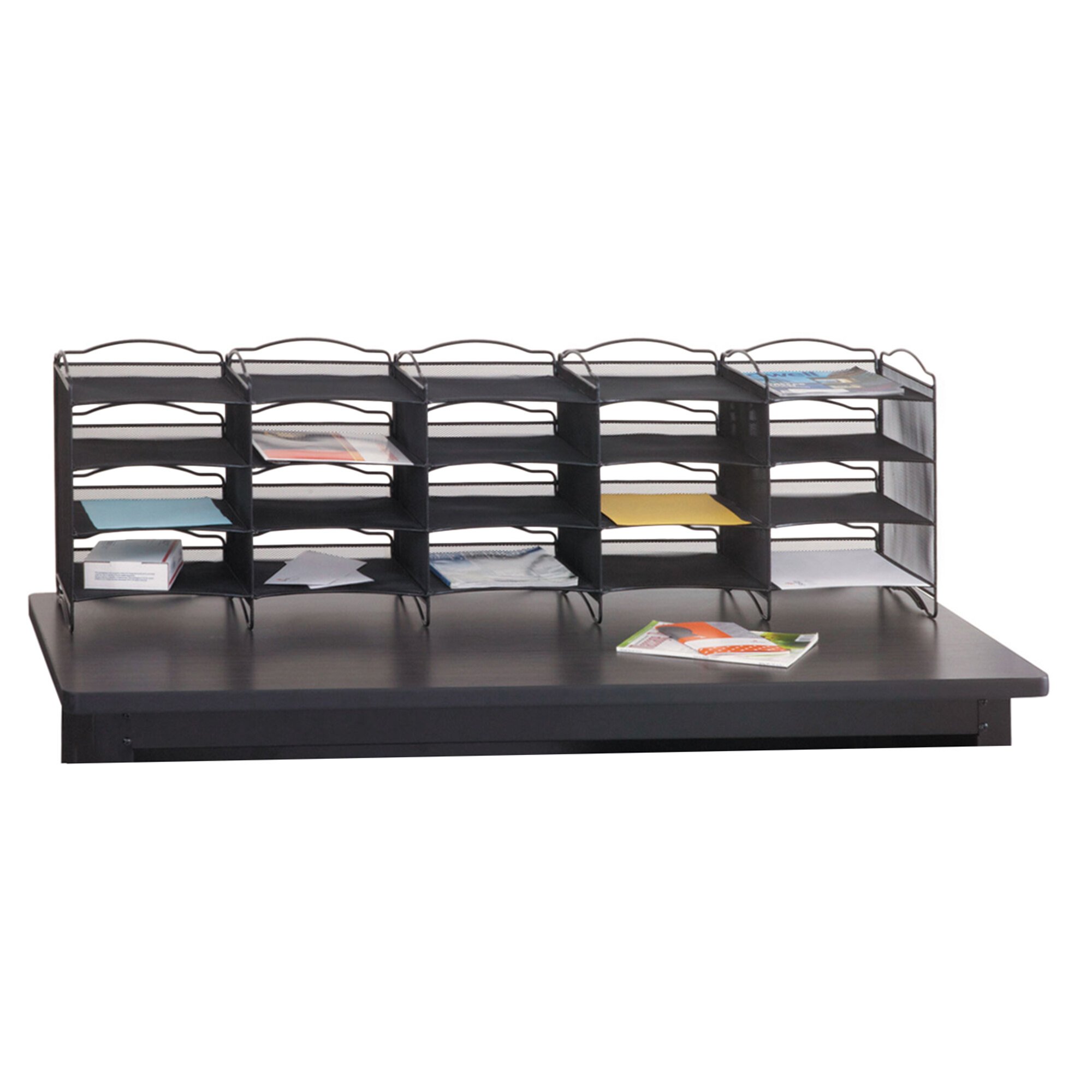 Safco 7770BL Onyx 56 3/4" x 12 3/4" x 16 1/2" Black 20 Compartment ...