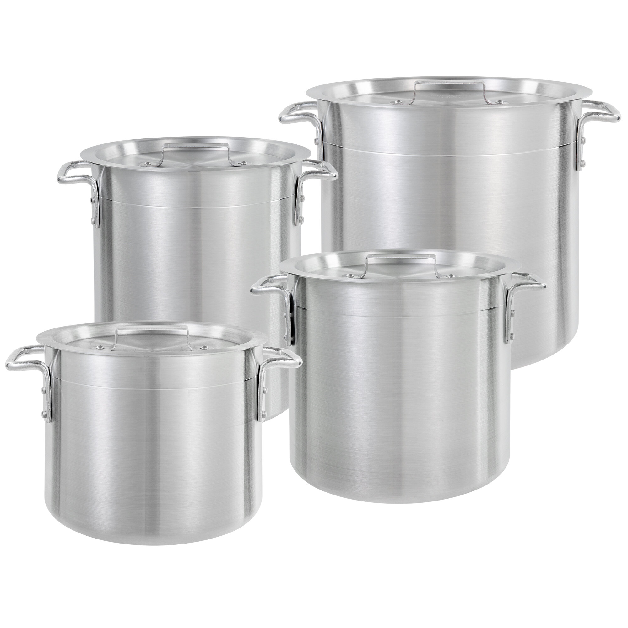 Choice 8-Piece Standard Weight Aluminum Stock Pot Set with 8 Qt., 12 Qt ...