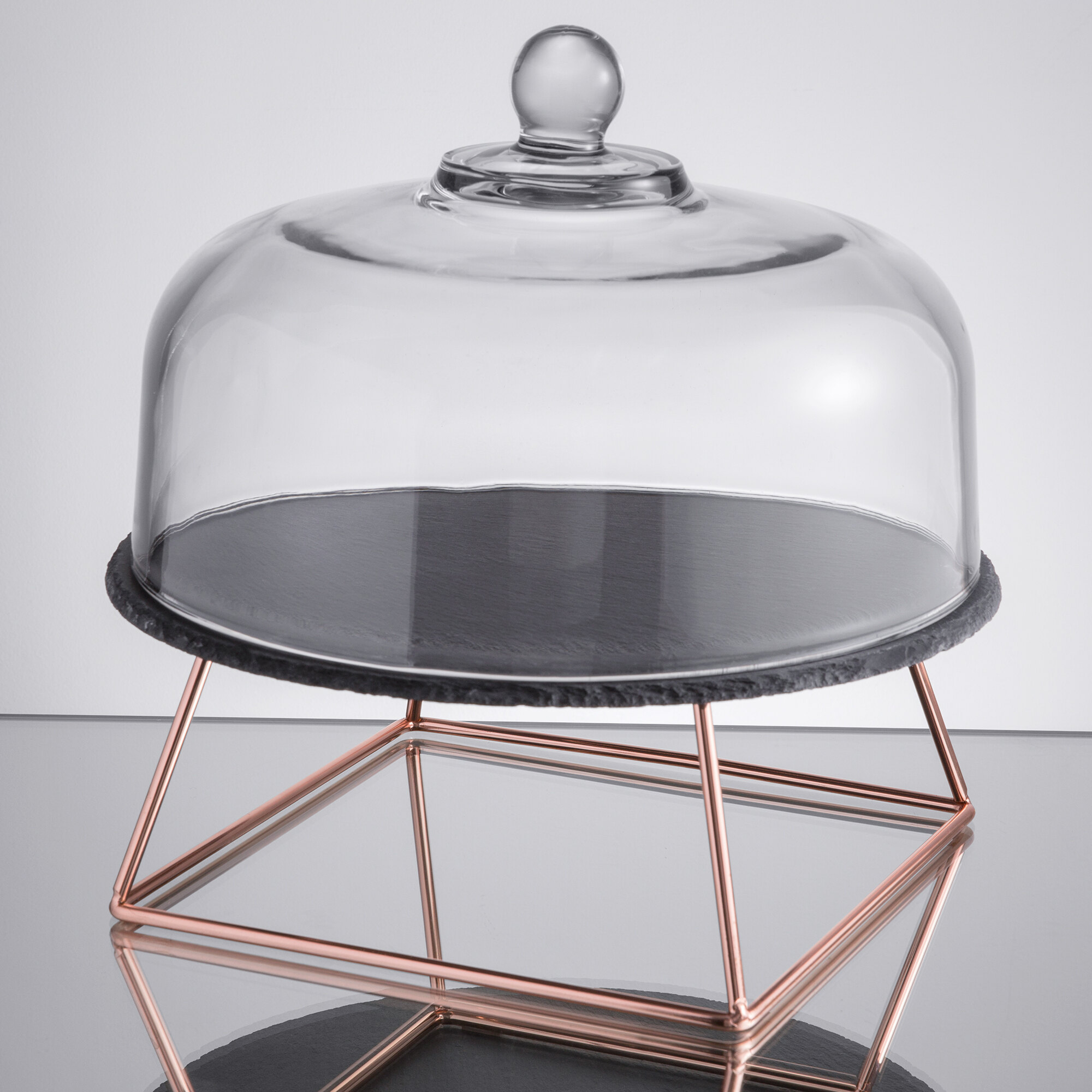 Acopa 12" Slate Rose Gold Wire Riser Cake Display Set with 4" Display Stand