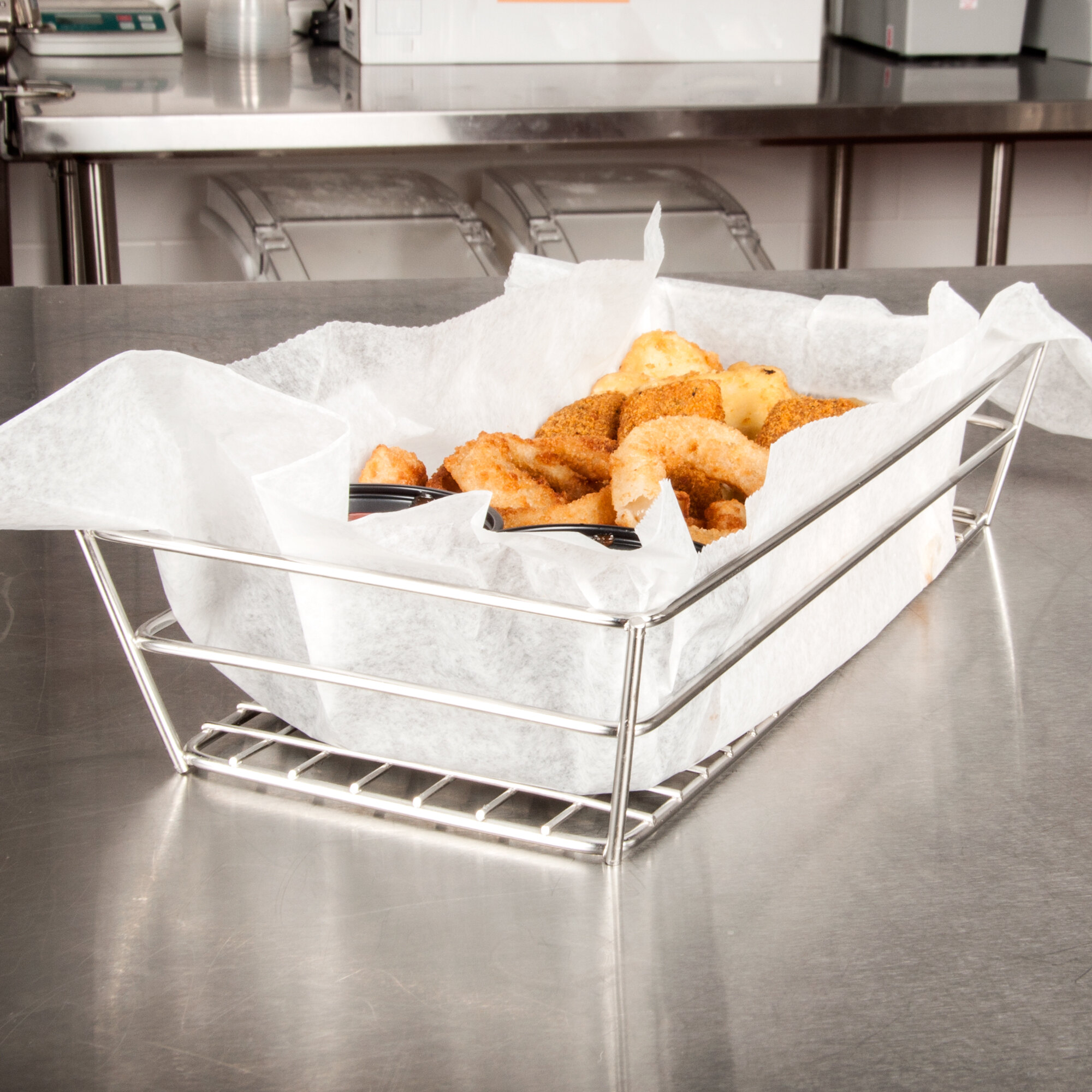 American Metalcraft GCRC1362 Chrome Grid Rectangular Basket - 13" x 6 ...