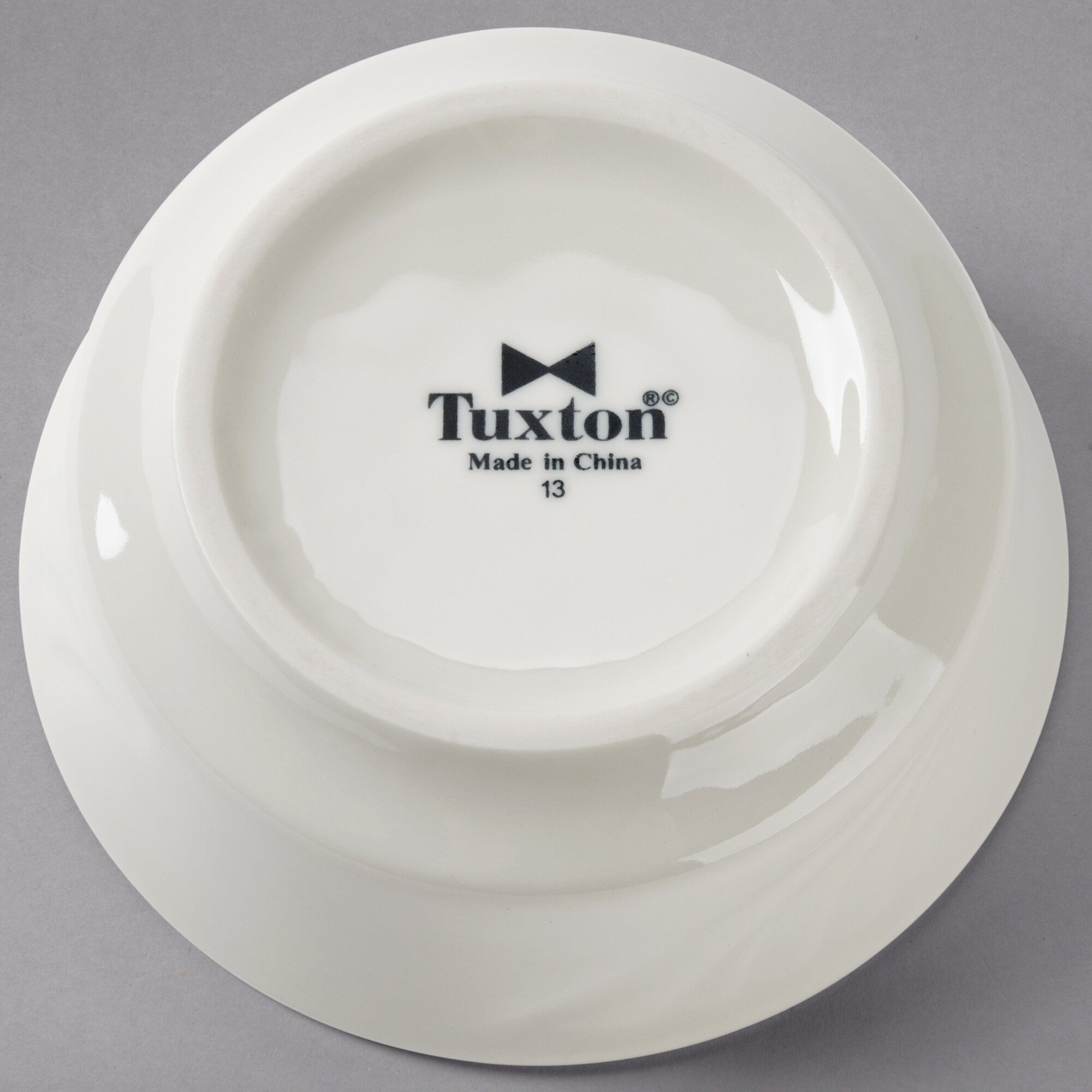 Tuxton YEB-1203 Monterey 11 oz. Eggshell Embossed Rim China Bowl - 36/Case