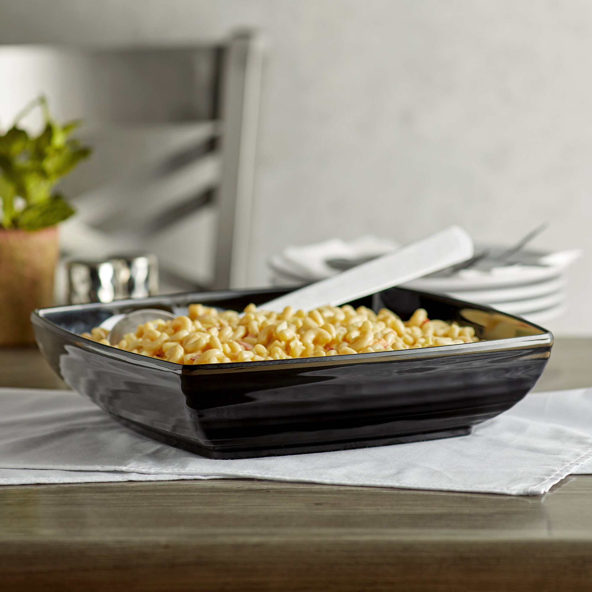 GET ML-70-BK Milano 2 Qt. Black Square Bowl Insert for 4 Qt. Bowls - 6/Case