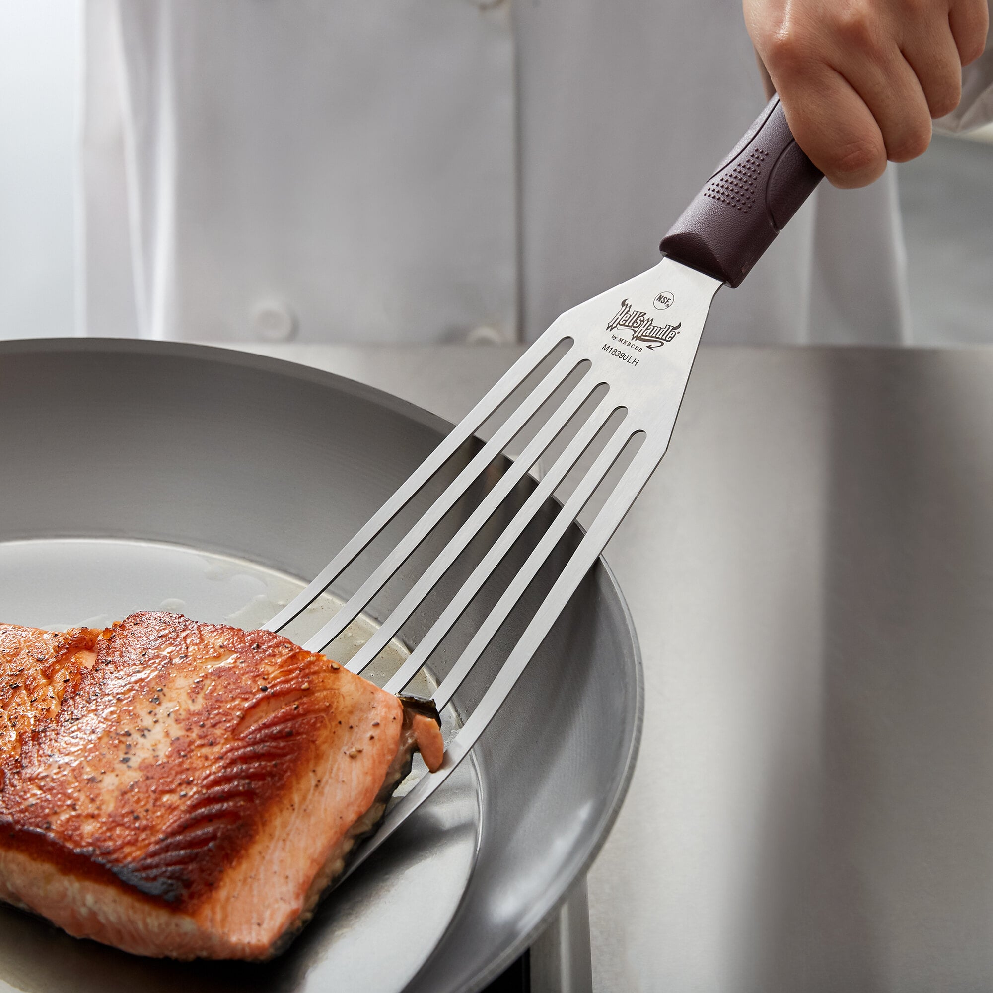 Mercer Culinary Hell's Handle® 9" Slotted Fish Turner (Left-Handed)