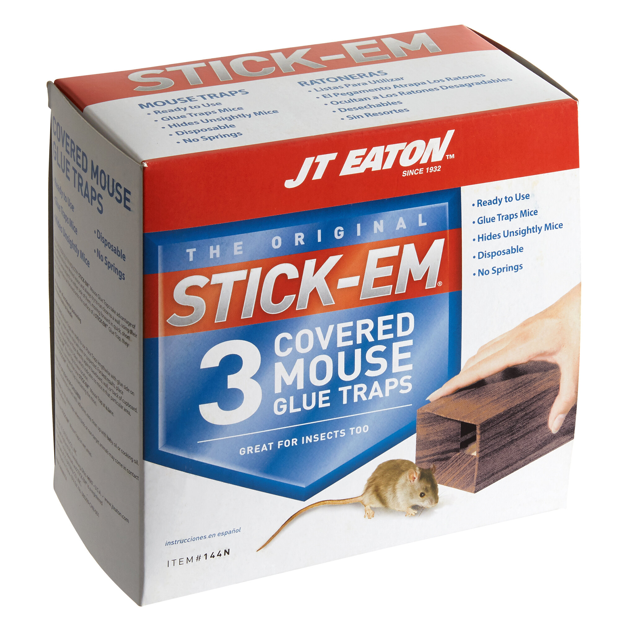 JT Eaton 144N Stick-Em Covered Mouse Glue Trap - 3/Pack