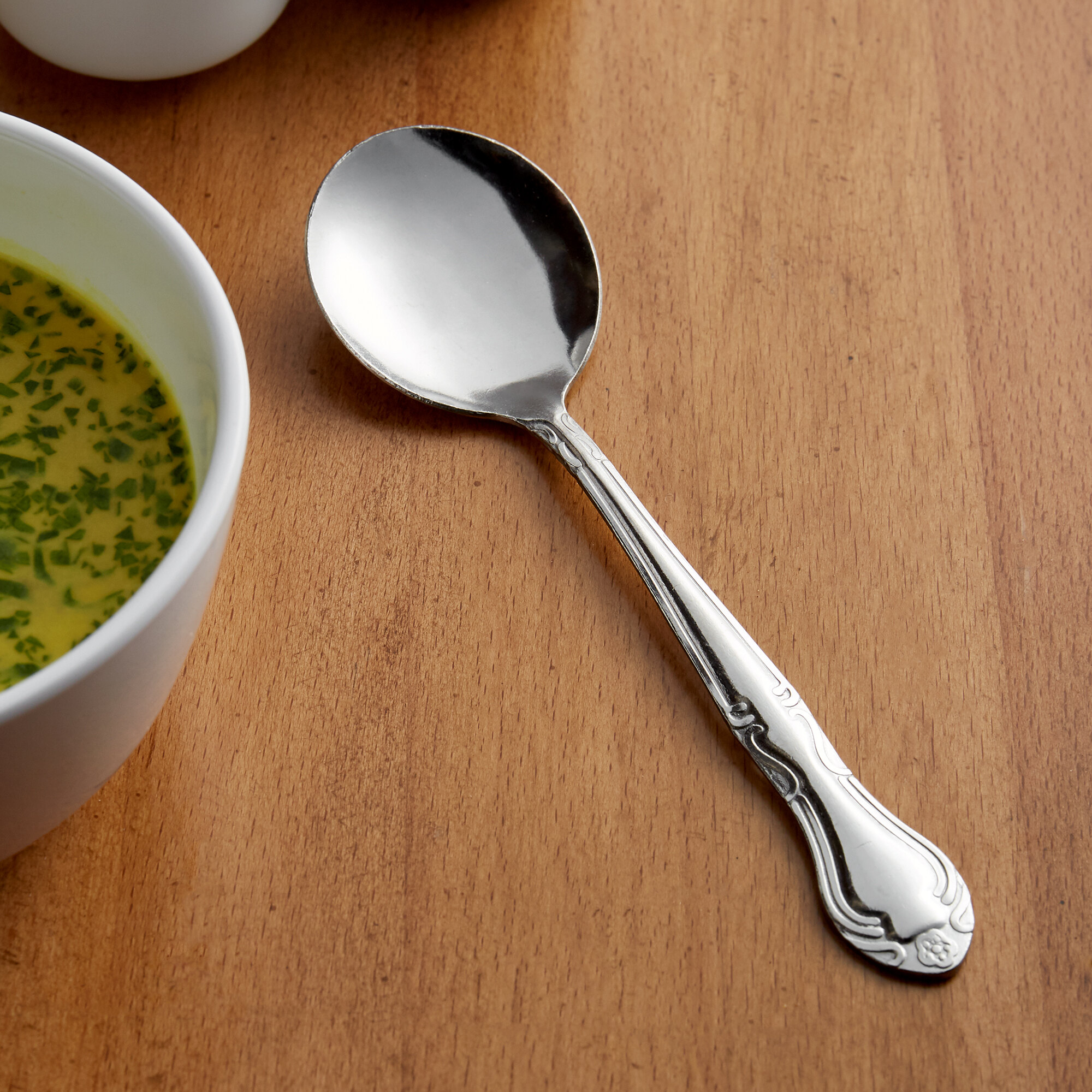 Choice Bethany 6" 18/0 Stainless Steel Bouillon Spoon - 12/Case