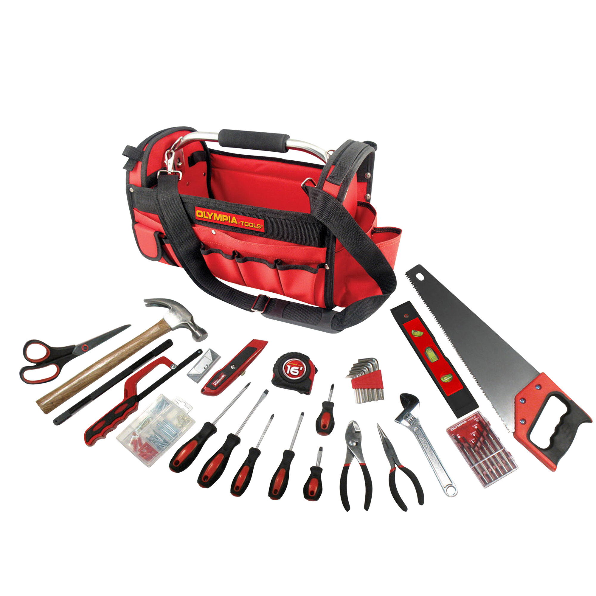 Olympia Tools 90-447 52 Piece Tool Set with Red Bag