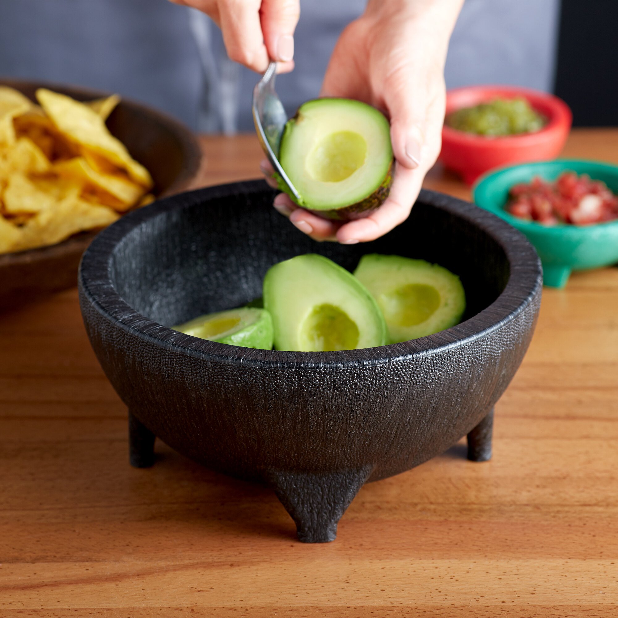 Large Molcajete Bowl (56 oz.) - Plastic | WebstaurantStore