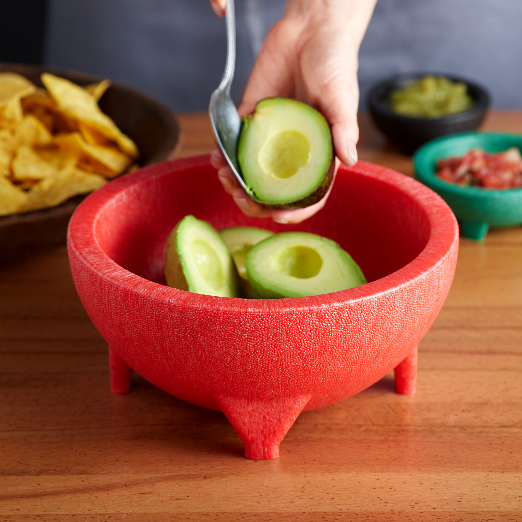 Choice Thermal Plastic 56 oz. Red Molcajete Bowl